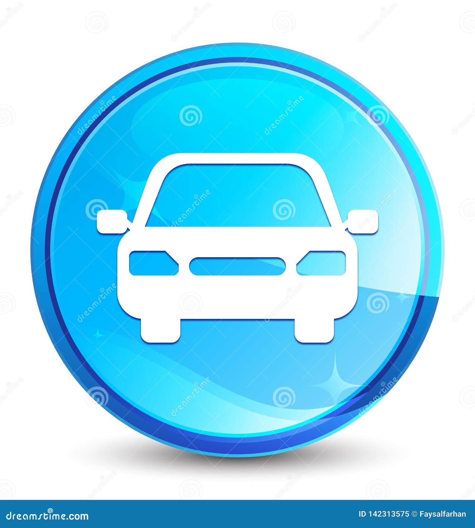 Car Icon Splash Natural Blue Round Button Stock Vector - Illustration ...