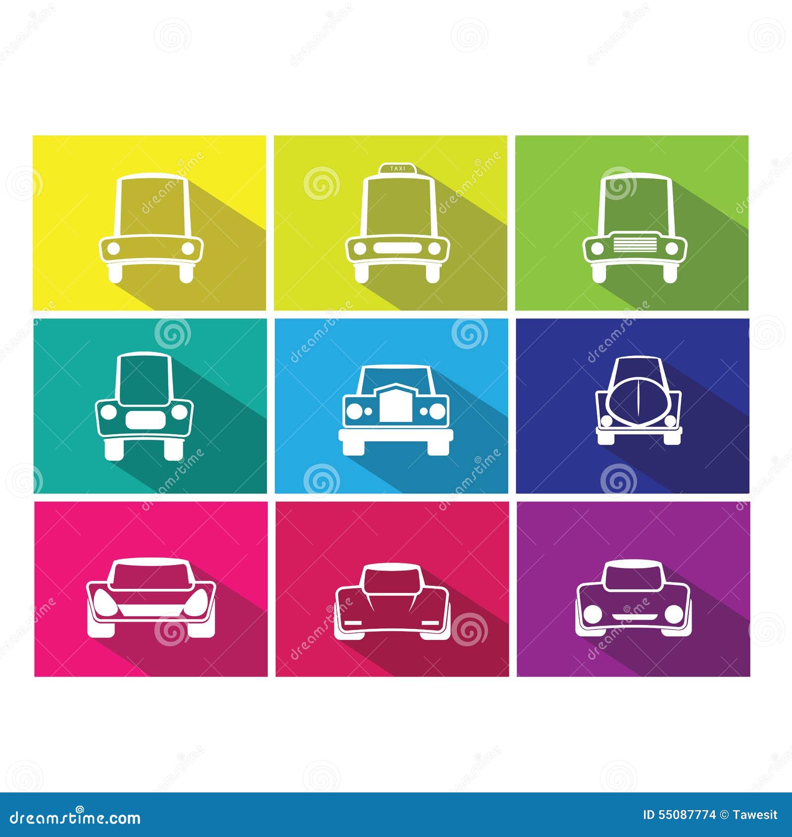Car icons flat line shadow stock vector. Illustration of taxi - 55087774