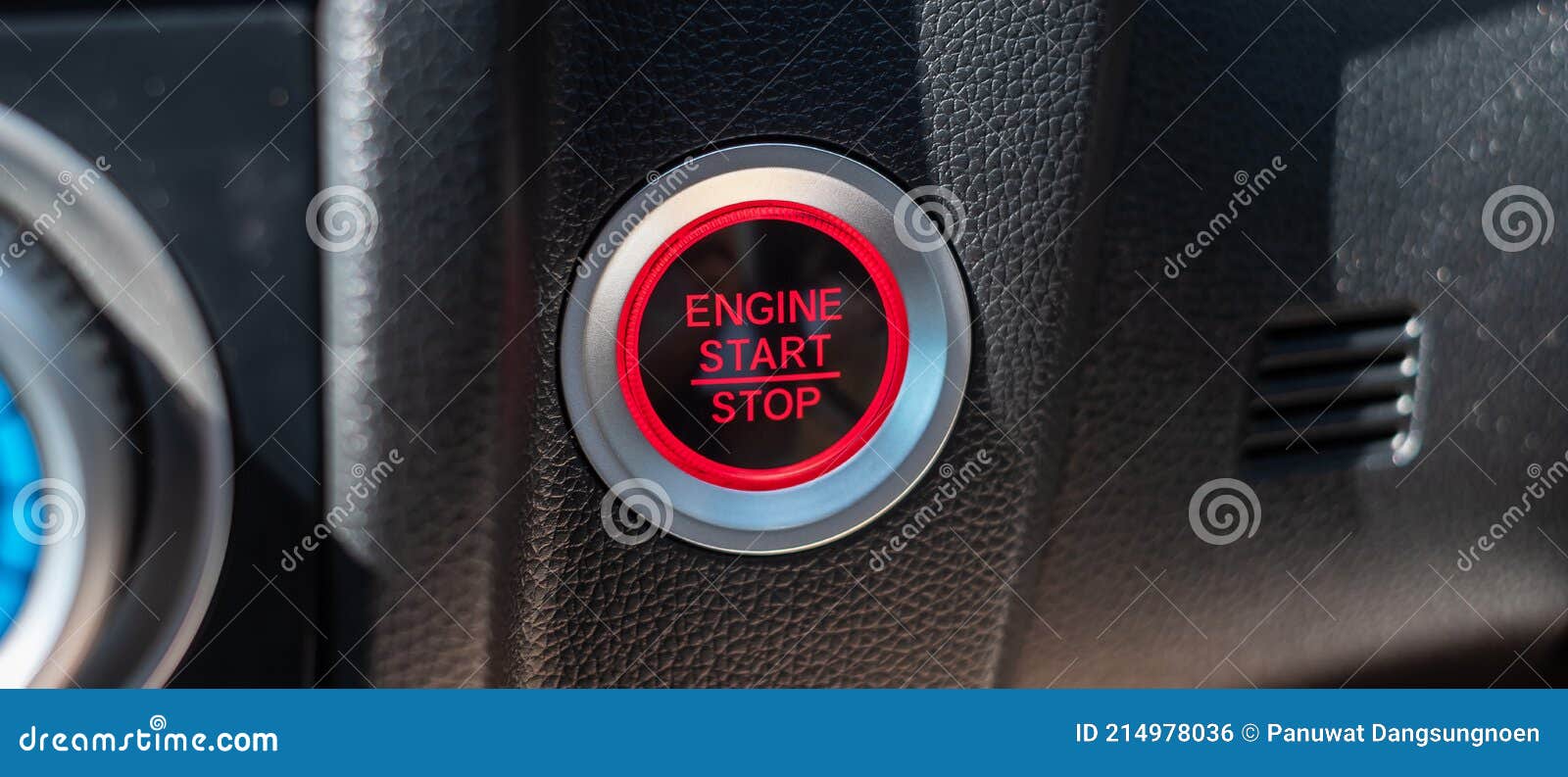 A Car Ignition Button or START Engine Inside Modern Electric Automobile ...
