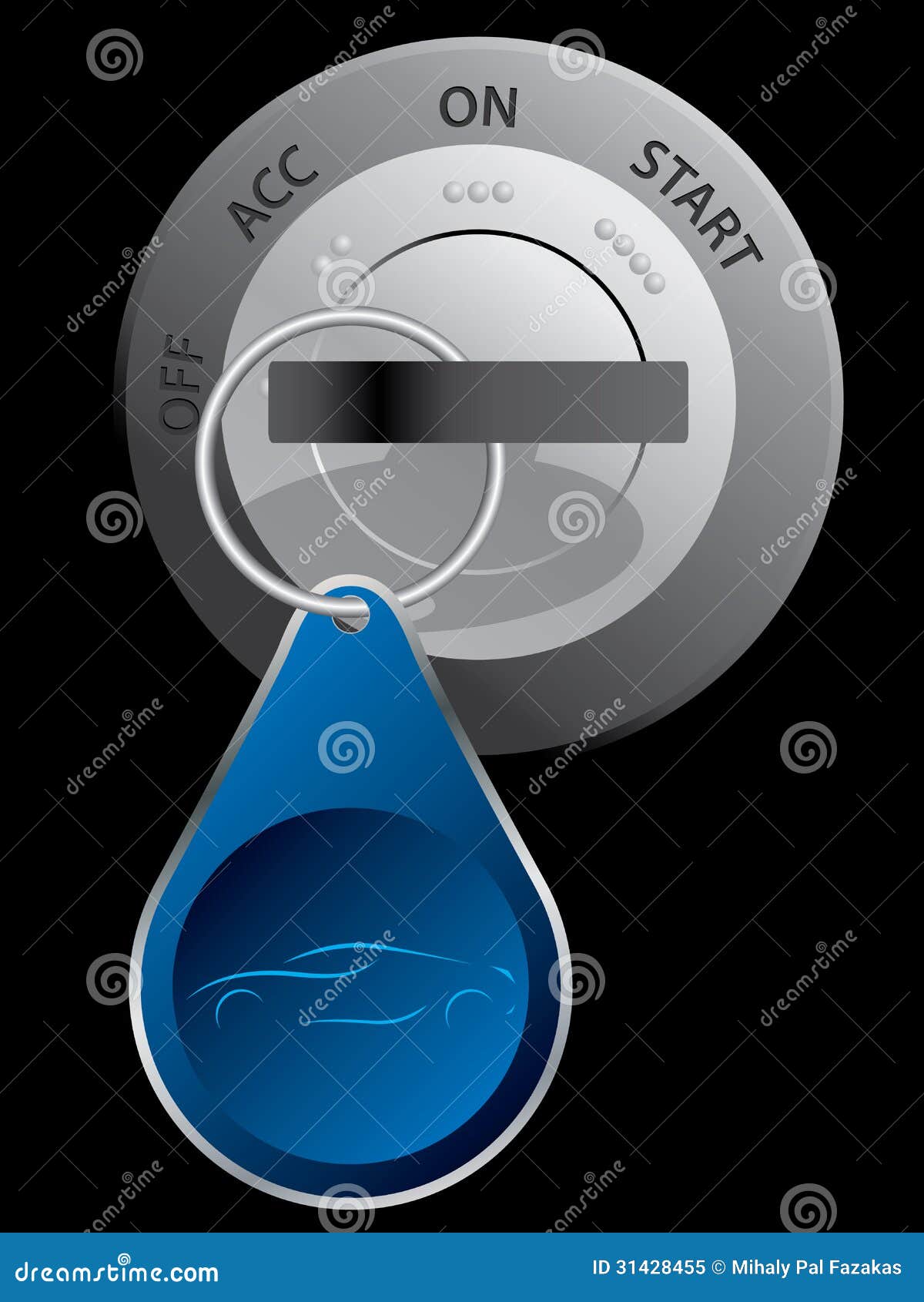 Car Ignition with Key and Keyholder Stock Vector - Illustration of ...