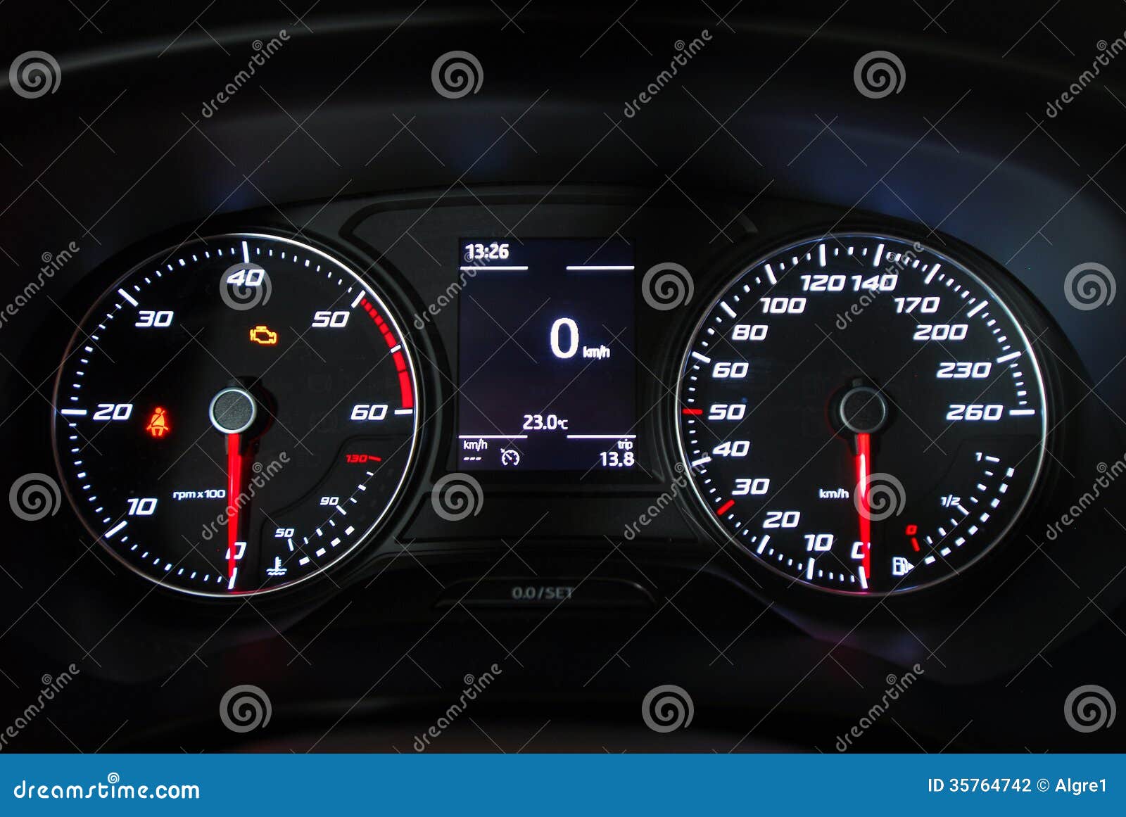 Car illuminated dashboard stock photo. Image of instrument - 35764742