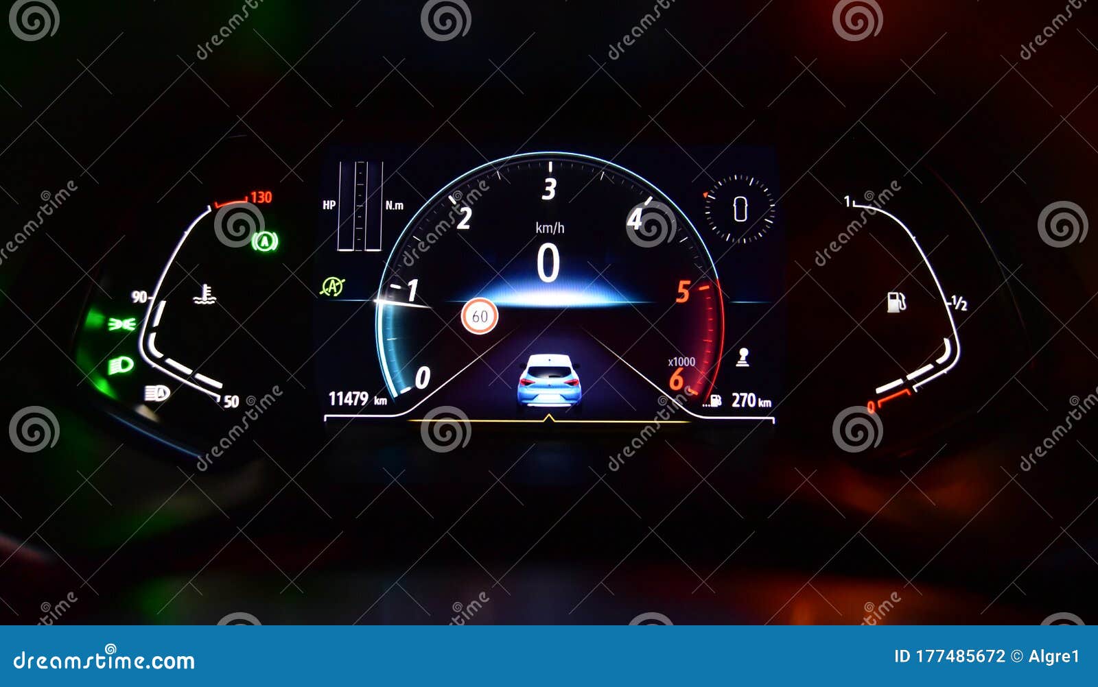Digital Instrument Display in Passenger Car Stock Photo - Image of ...