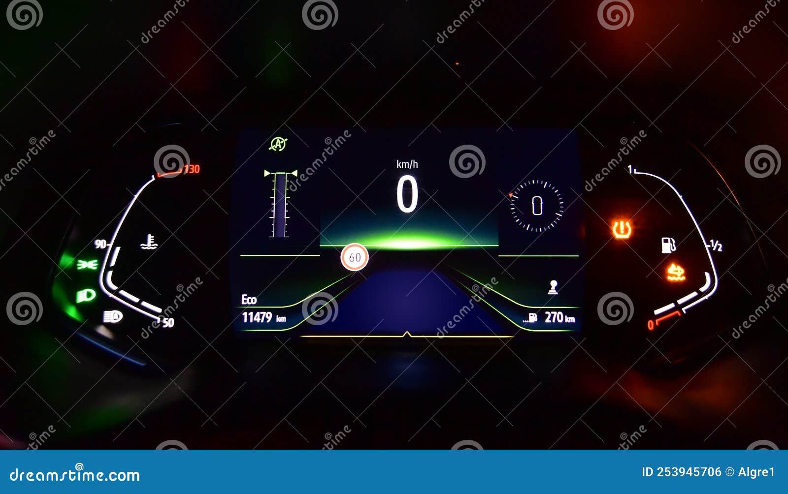 Digital Instrument Panel in a Modern Car Stock Photo - Image of fuel ...