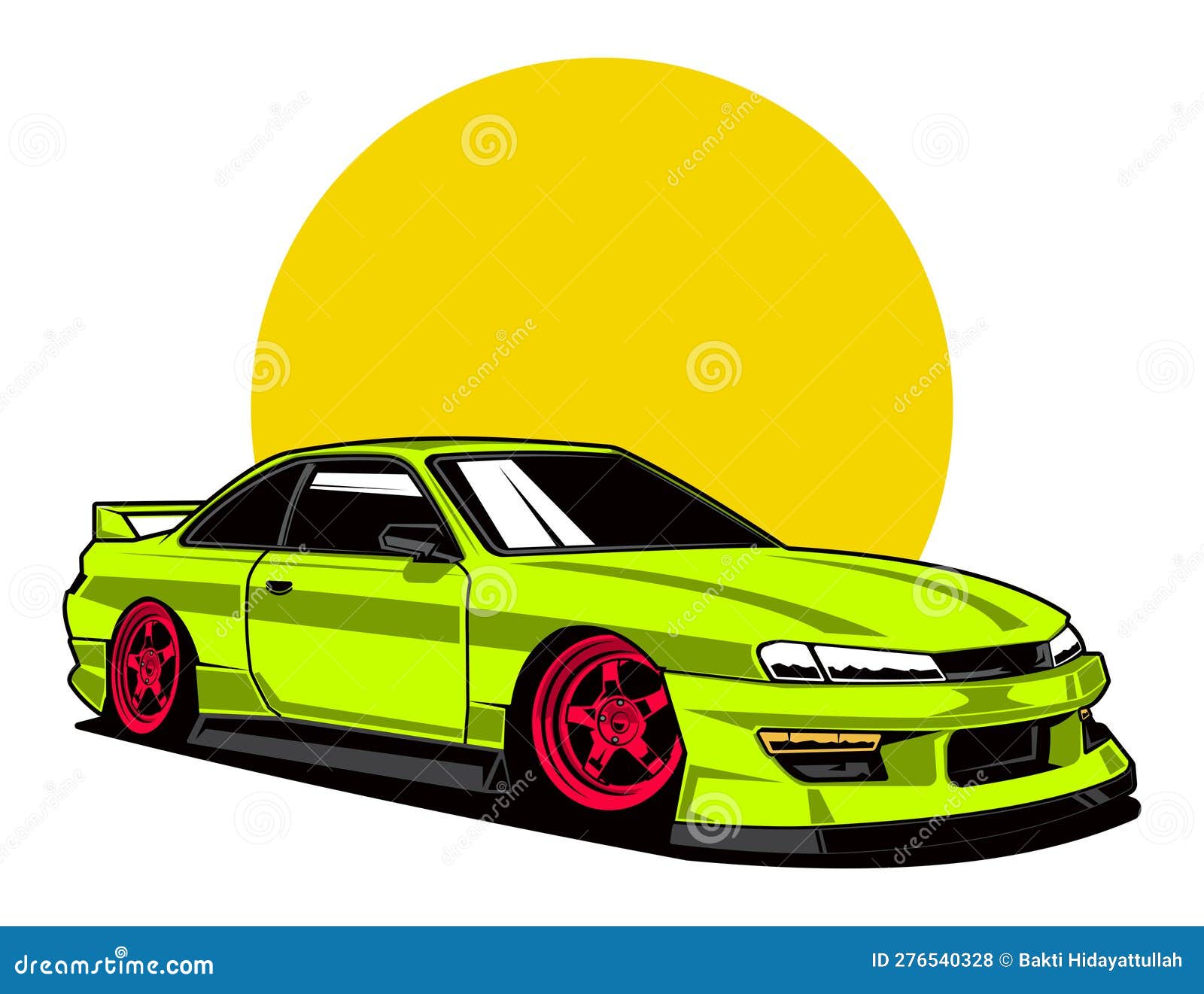 90s Car Illustration Vector Graphic with Green Tone Design Stock Vector ...