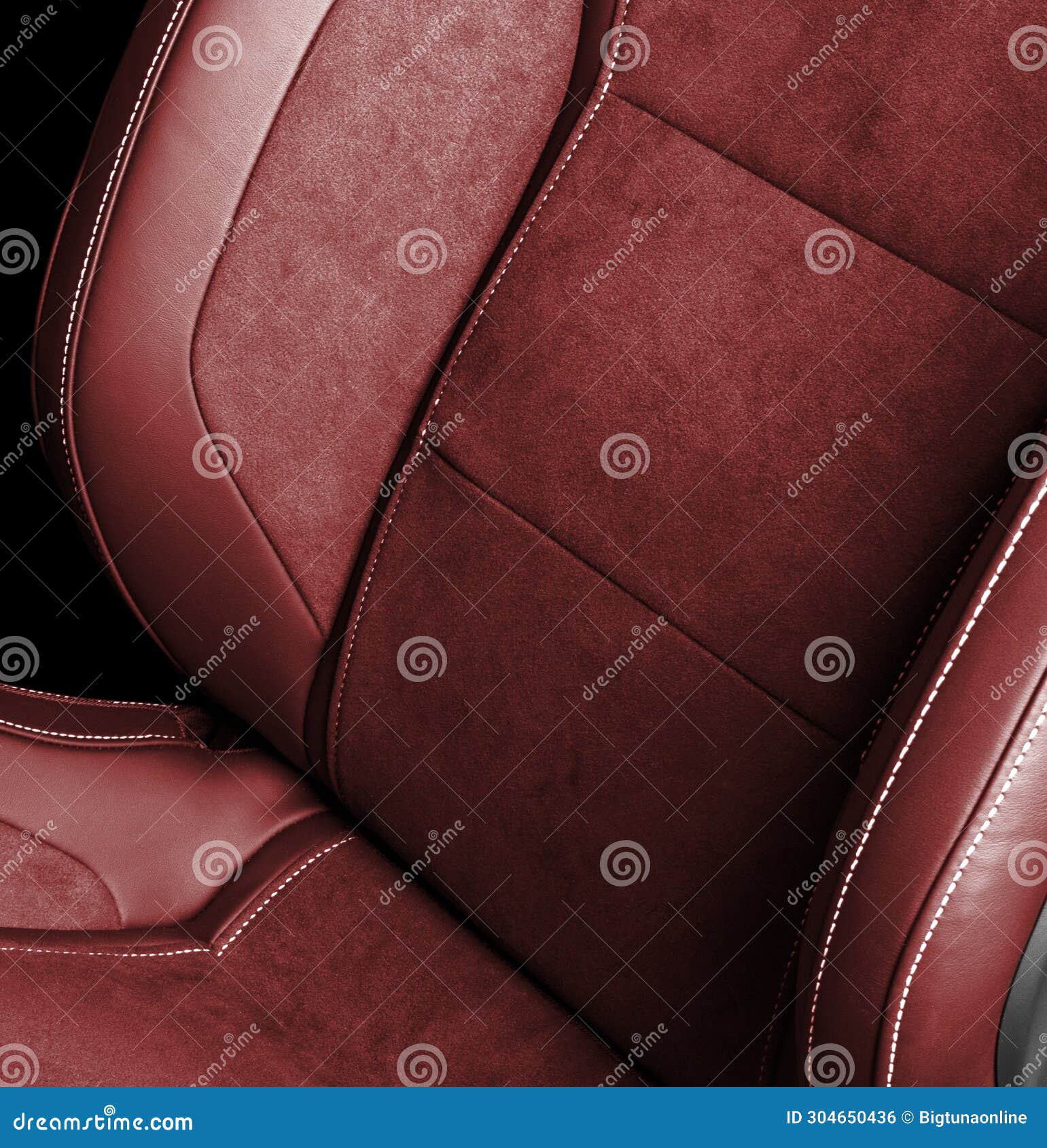 Car Inside. Interior of Prestige Modern Car. Comfortable Red Leather ...