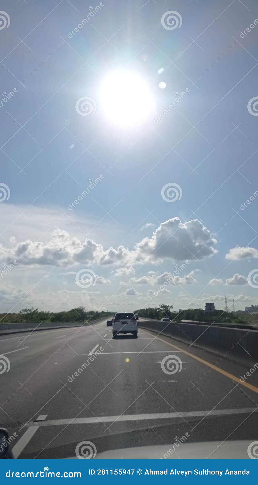 Car from Inside the Car with Sunny Hot Weather Stock Image - Image of ...