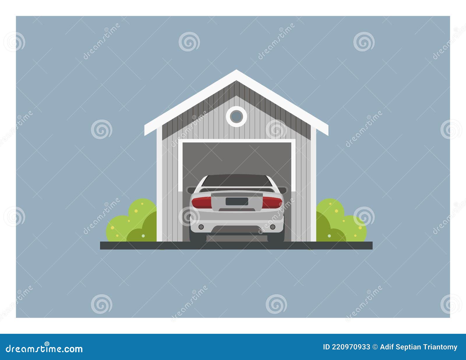 Car Inside the Wooden Garage. Simple Flat Illustration. Stock Vector ...
