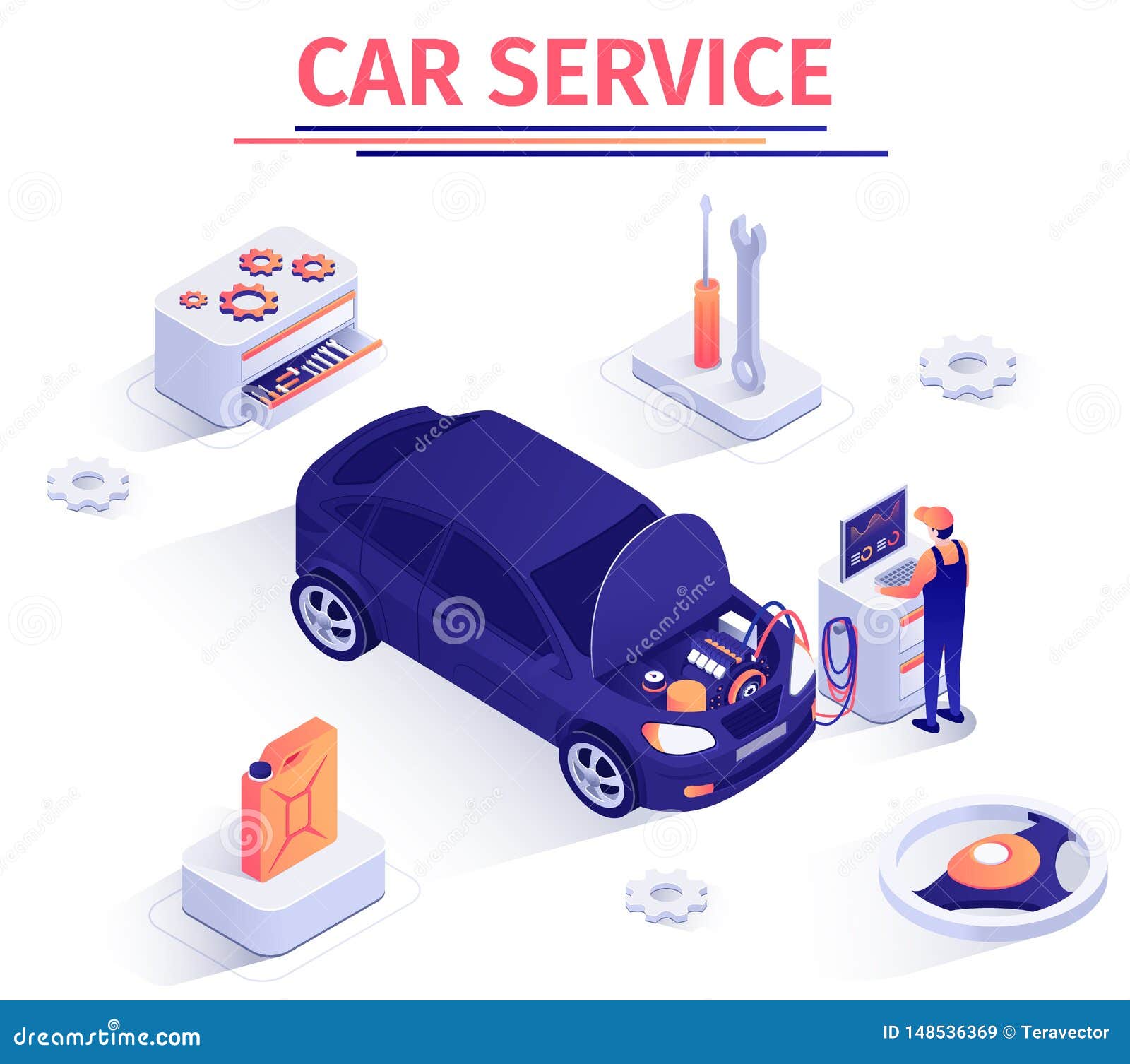 Car Inspection Service Vector Isometric Banner Stock Vector ...