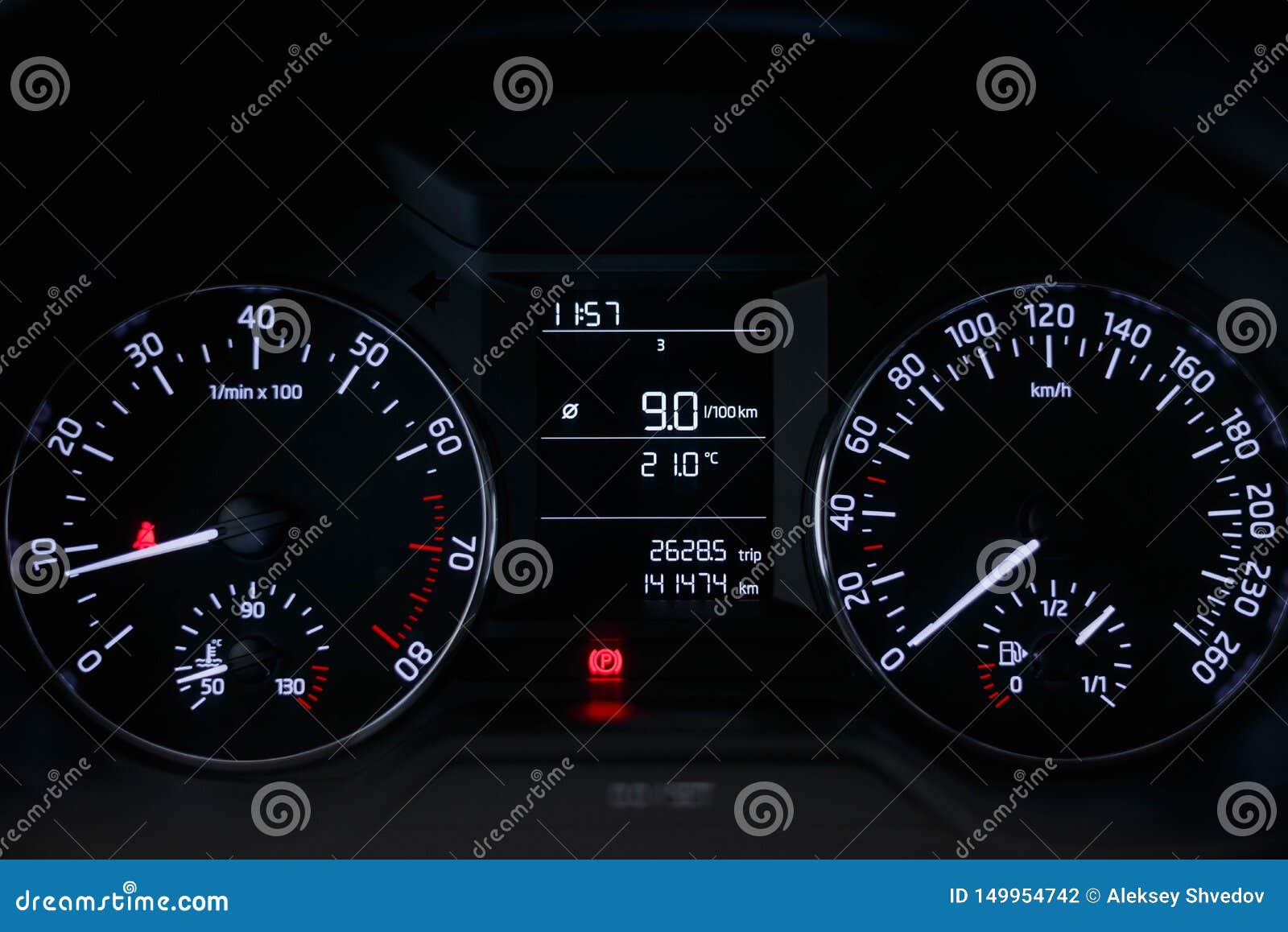 Dashboard Car with a Beautiful White Light Stock Photo - Image of limit ...