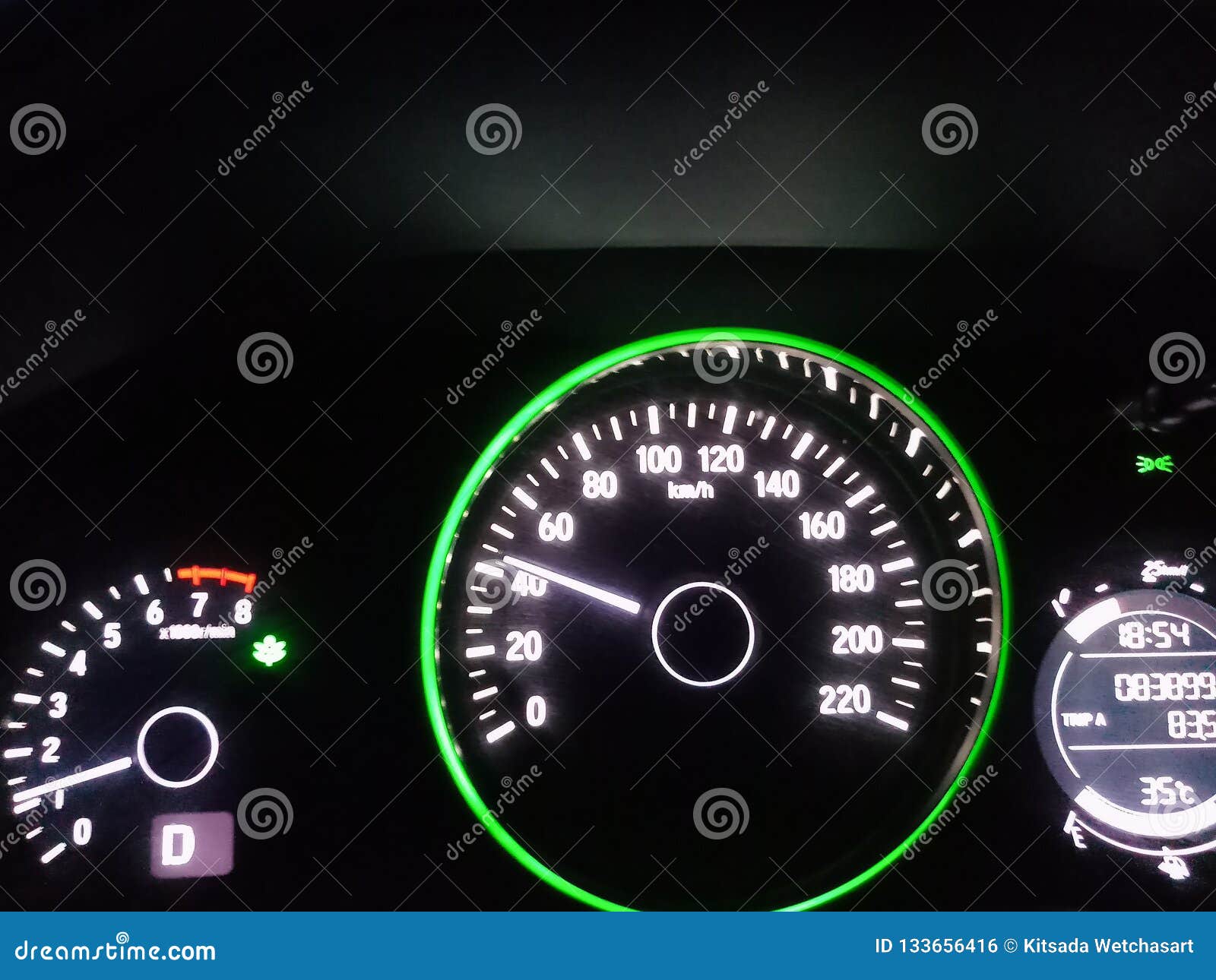 Car Instrument Panel or Car Dashboard in Night Stock Photo - Image of ...