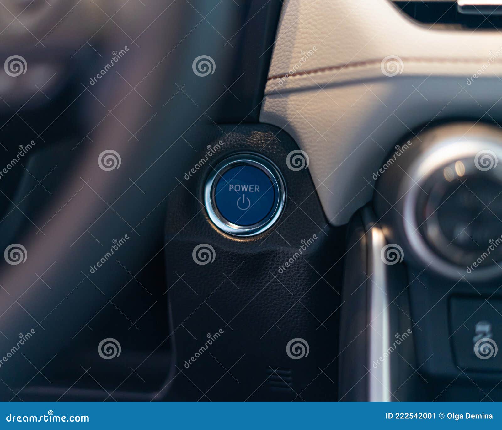 Car Instrument Panel Start Power Button Dashboard with Speedometer ...