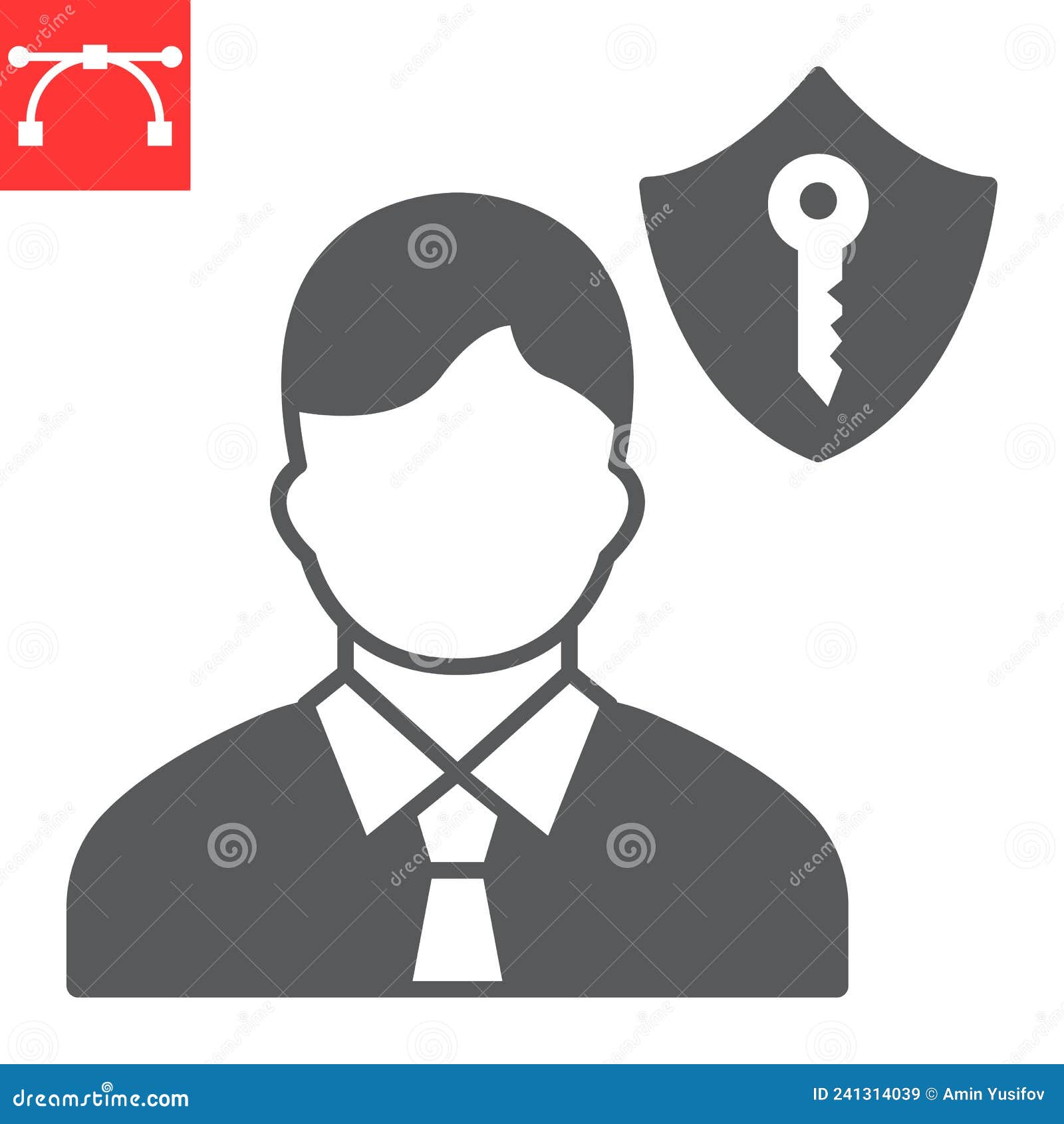 Car Insurance Agent Glyph Icon Stock Vector - Illustration of security ...