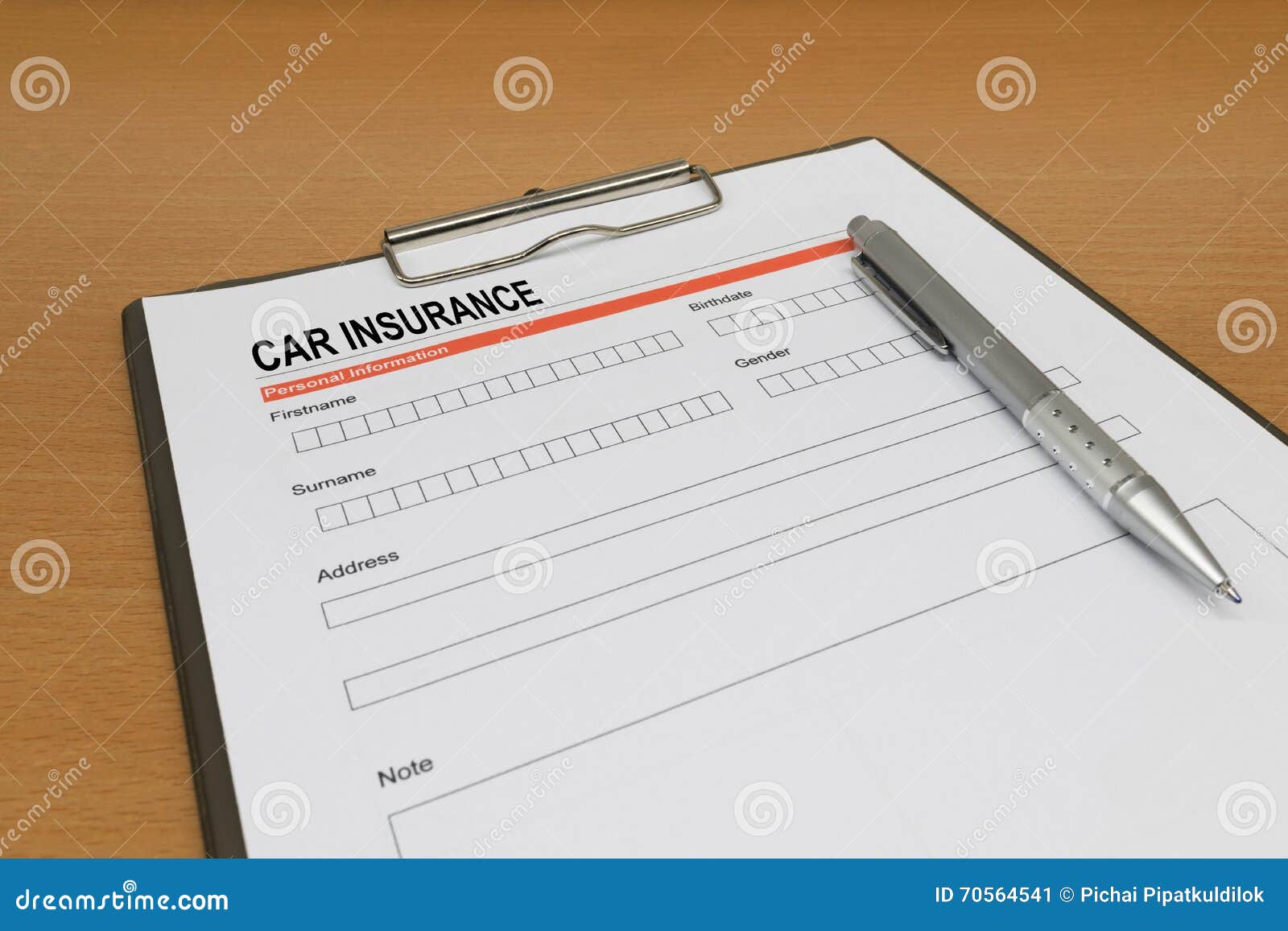 Car Insurance Application Form Stock Image - Image of agency, motor ...