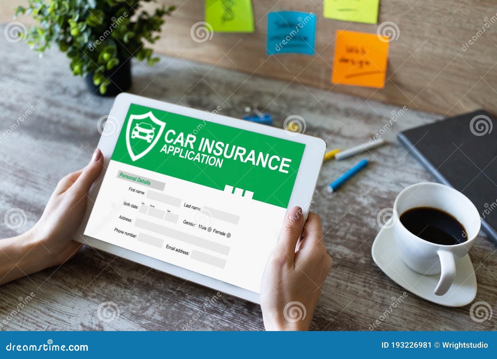Car Insurance Application Form on Screen. Internet and Business Concept ...