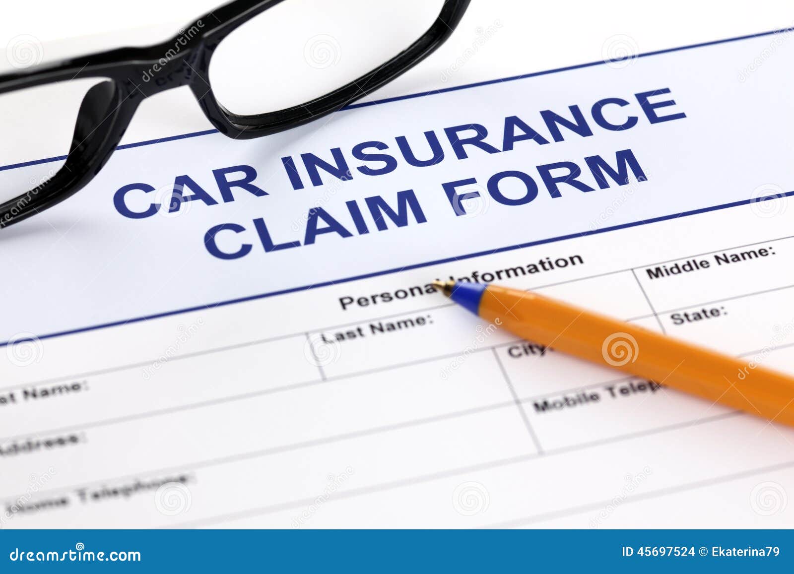 Car insurance claim form stock photo. Image of form, text - 45697524