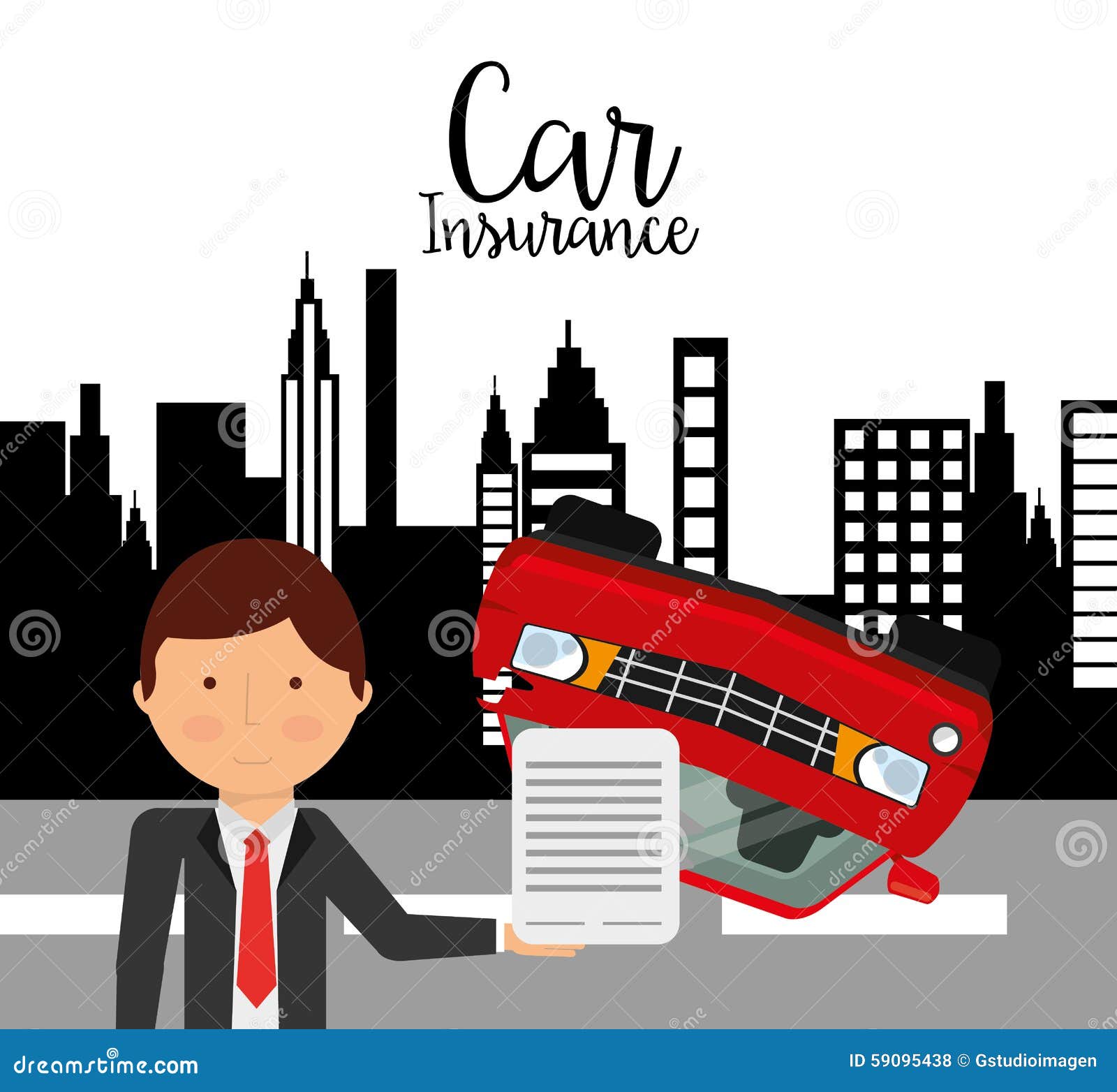 Car insurance stock vector. Illustration of symbol, insurance - 59095438