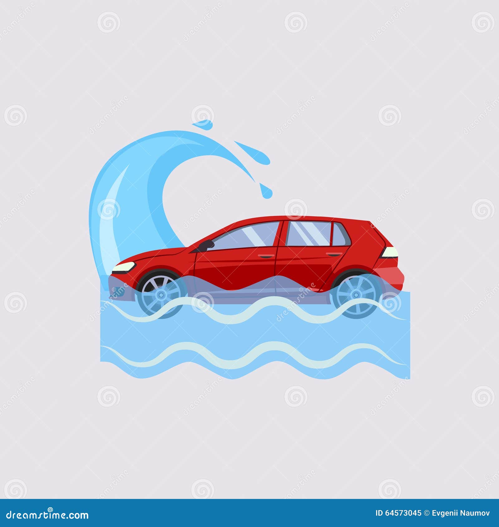 Car Insurance and Flood Risk Vector Illustration Stock Vector ...