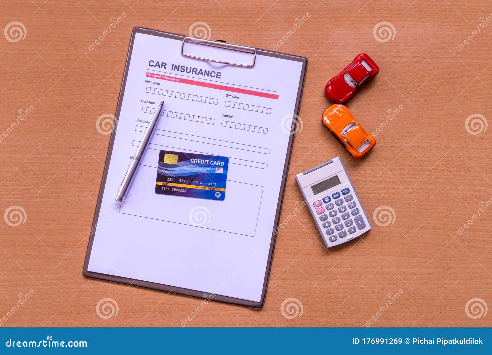 Car Insurance Form with Model and Policy Document Stock Image - Image ...