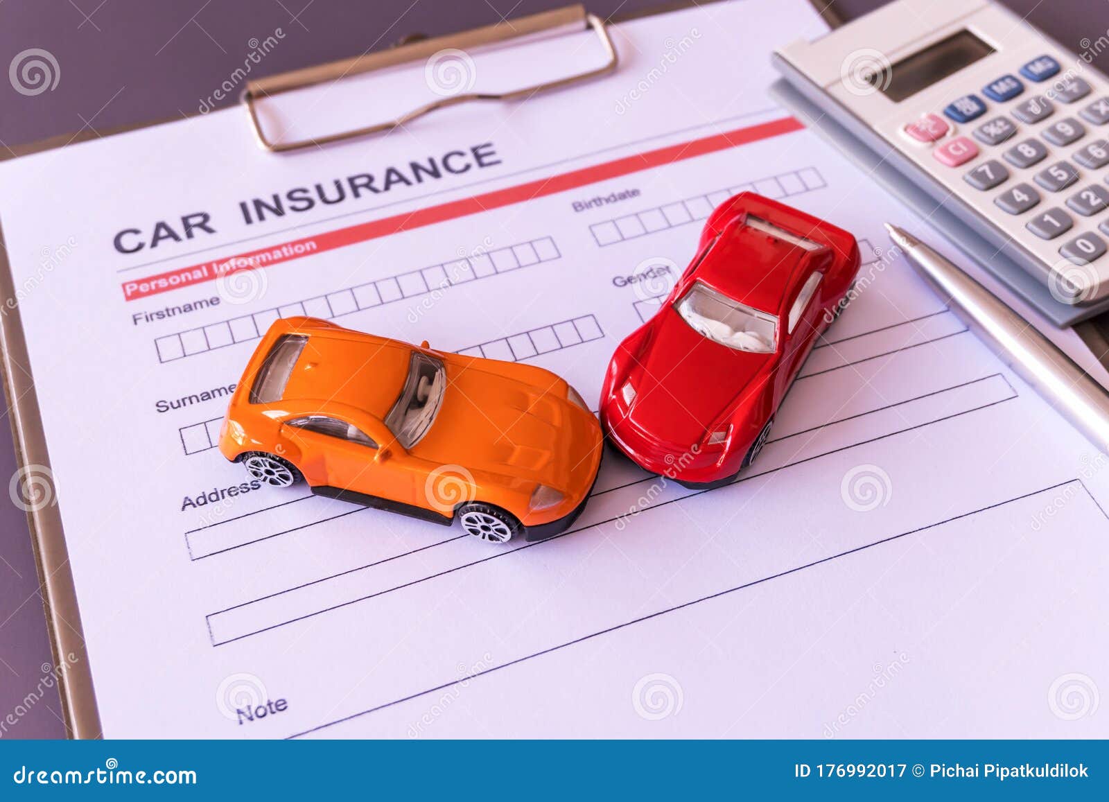 Car Insurance Form with Model and Policy Document Stock Image - Image ...