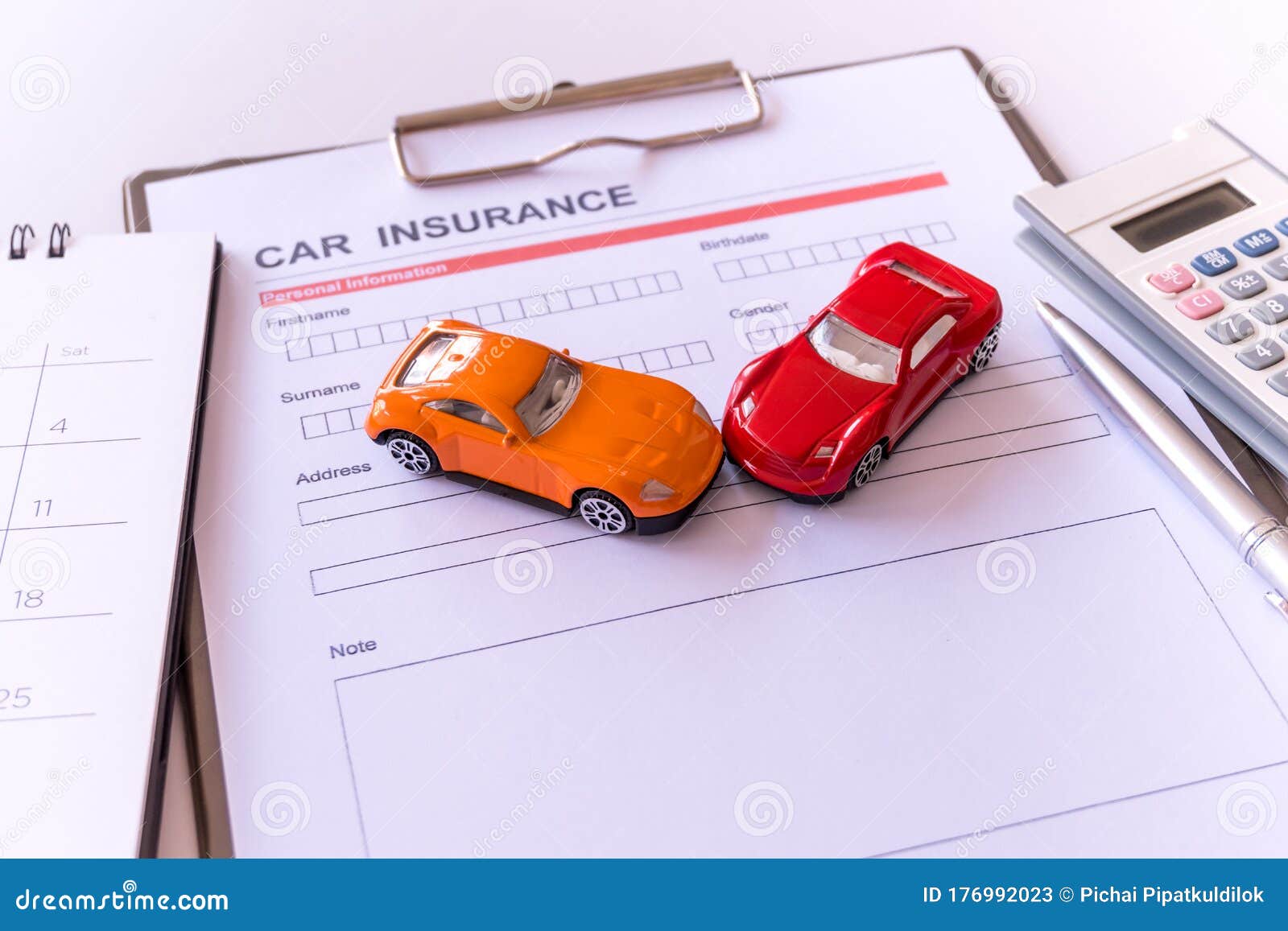 Car Insurance Form with Model and Policy Document Stock Image - Image ...
