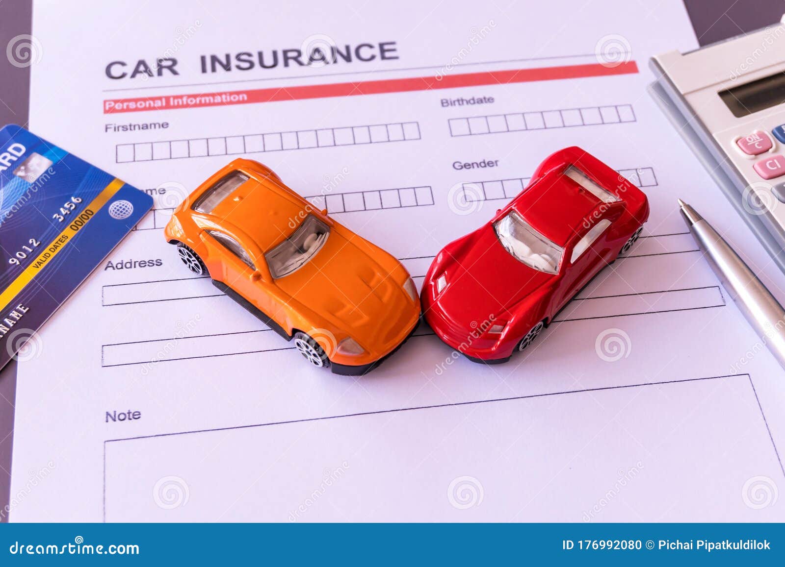 Car Insurance Form with Model and Policy Document Stock Photo - Image ...