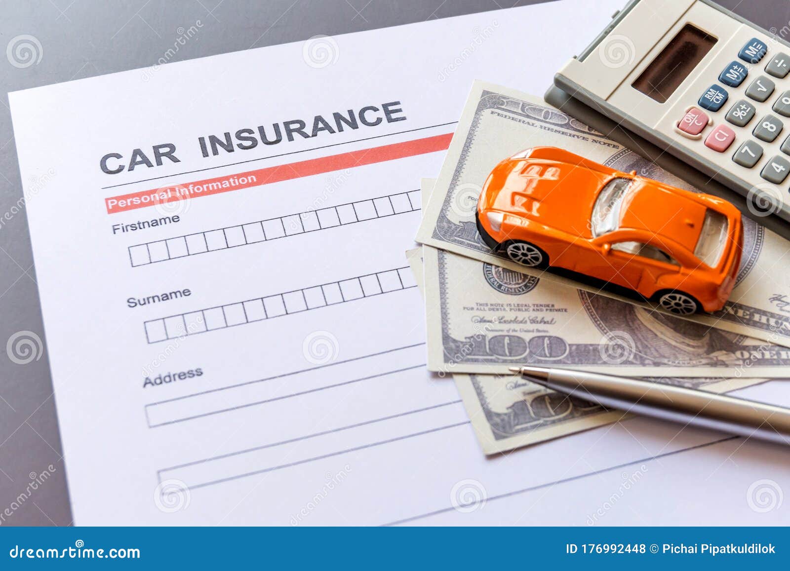 Car Insurance Form with Model and Policy Document Stock Photo - Image ...