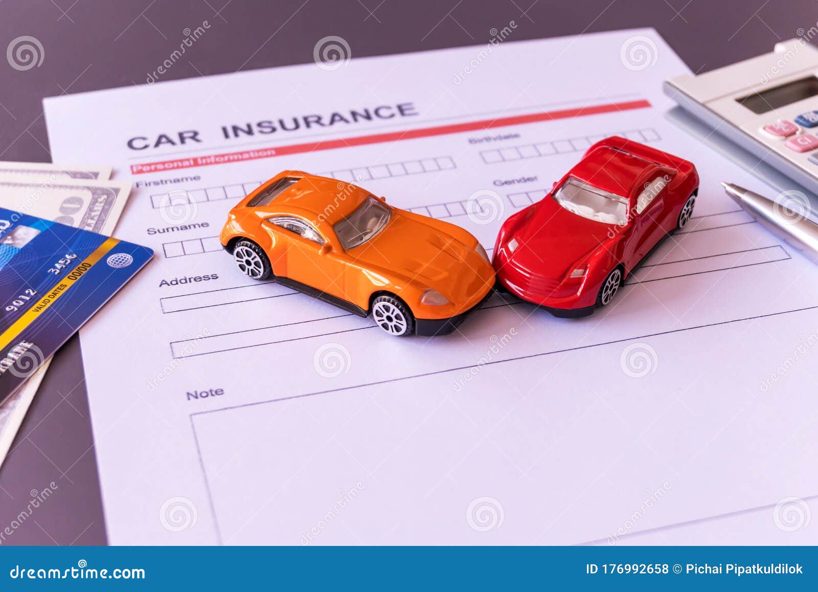 Car Insurance Form with Model and Policy Document Stock Photo - Image ...