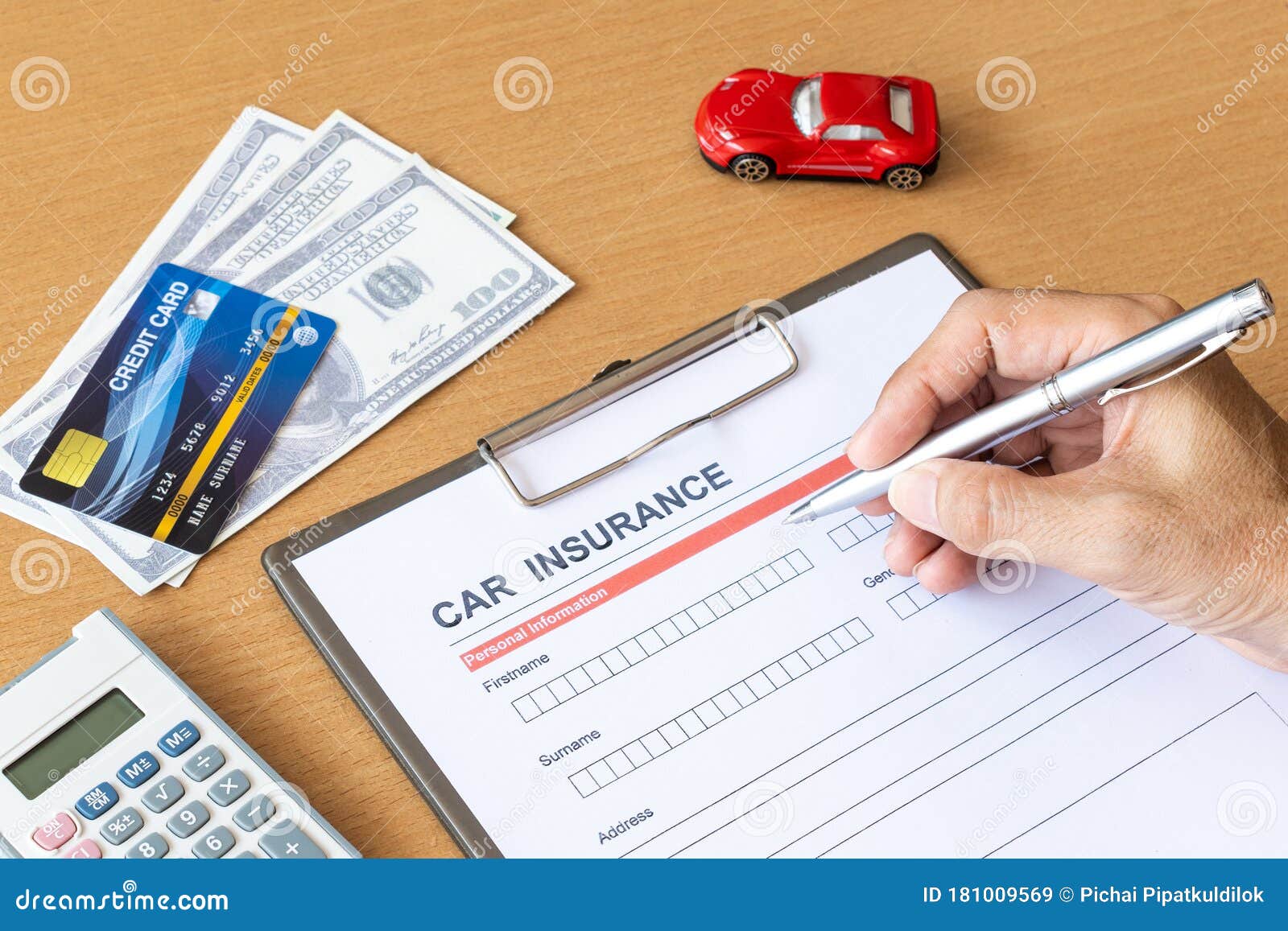 Car Insurance Form with Model and Policy Document Stock Image - Image ...