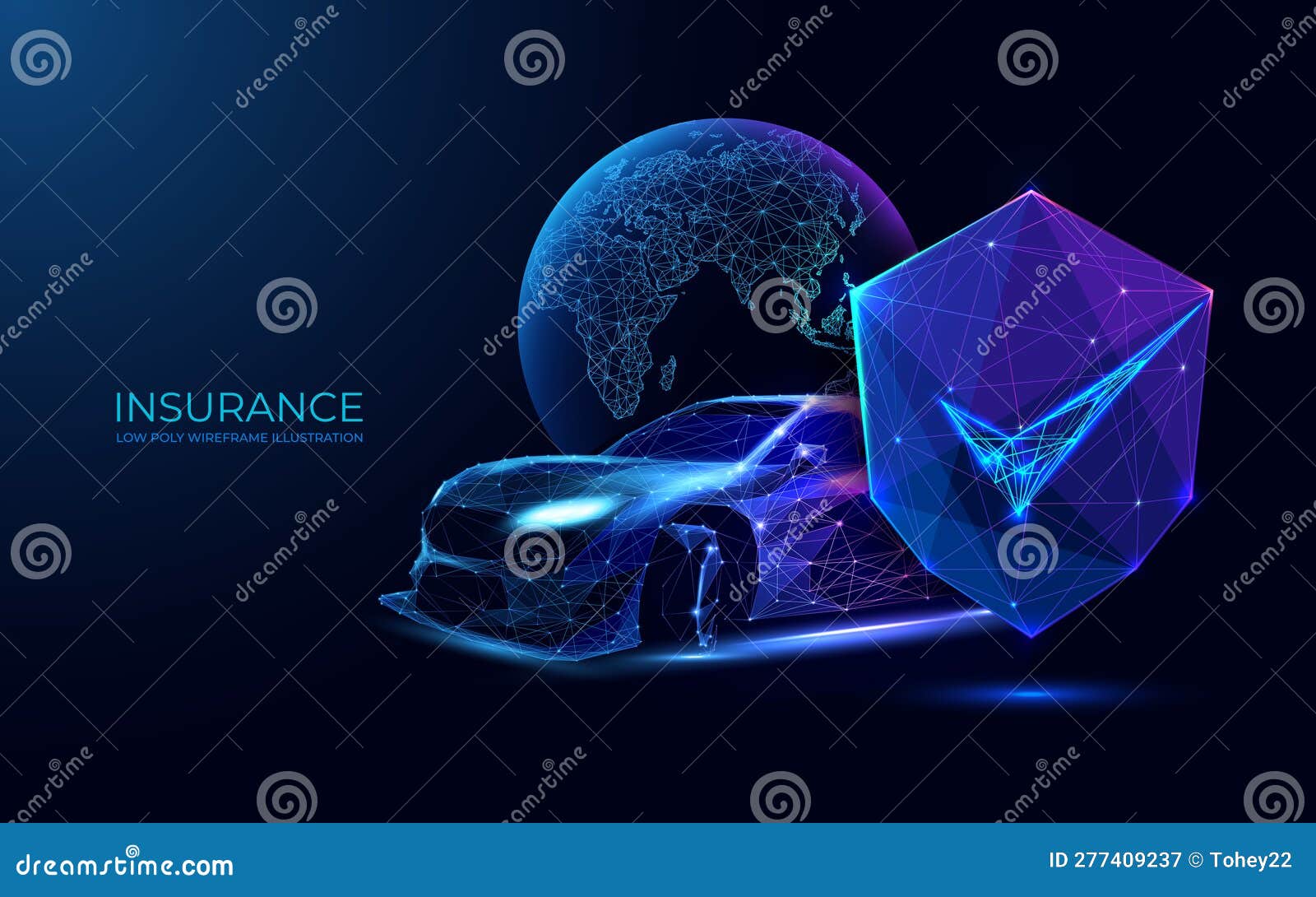 Car Insurance, Globe and Shield with Check Mark. Stock Vector ...