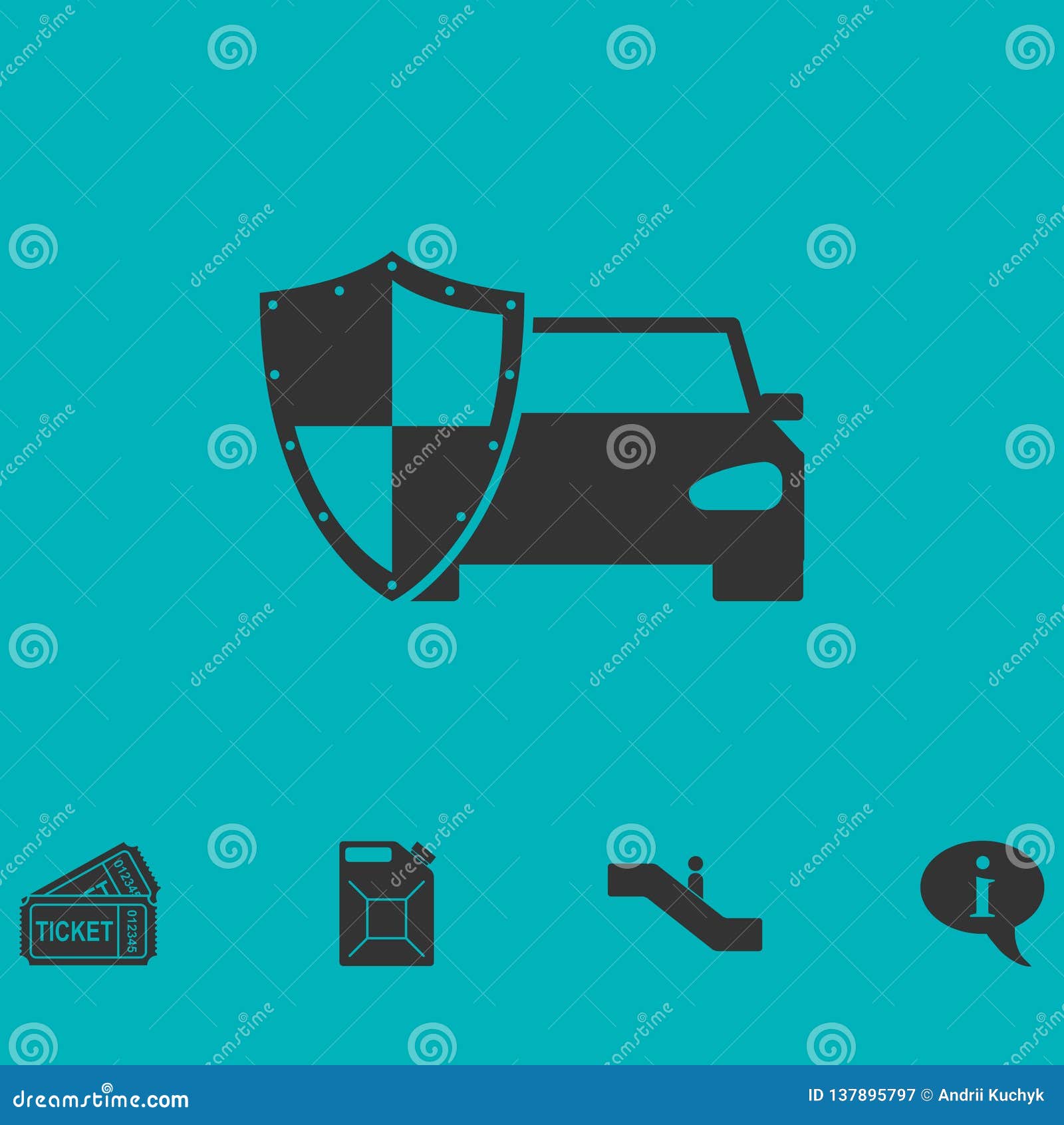 Car insurance icon flat stock vector. Illustration of protection ...