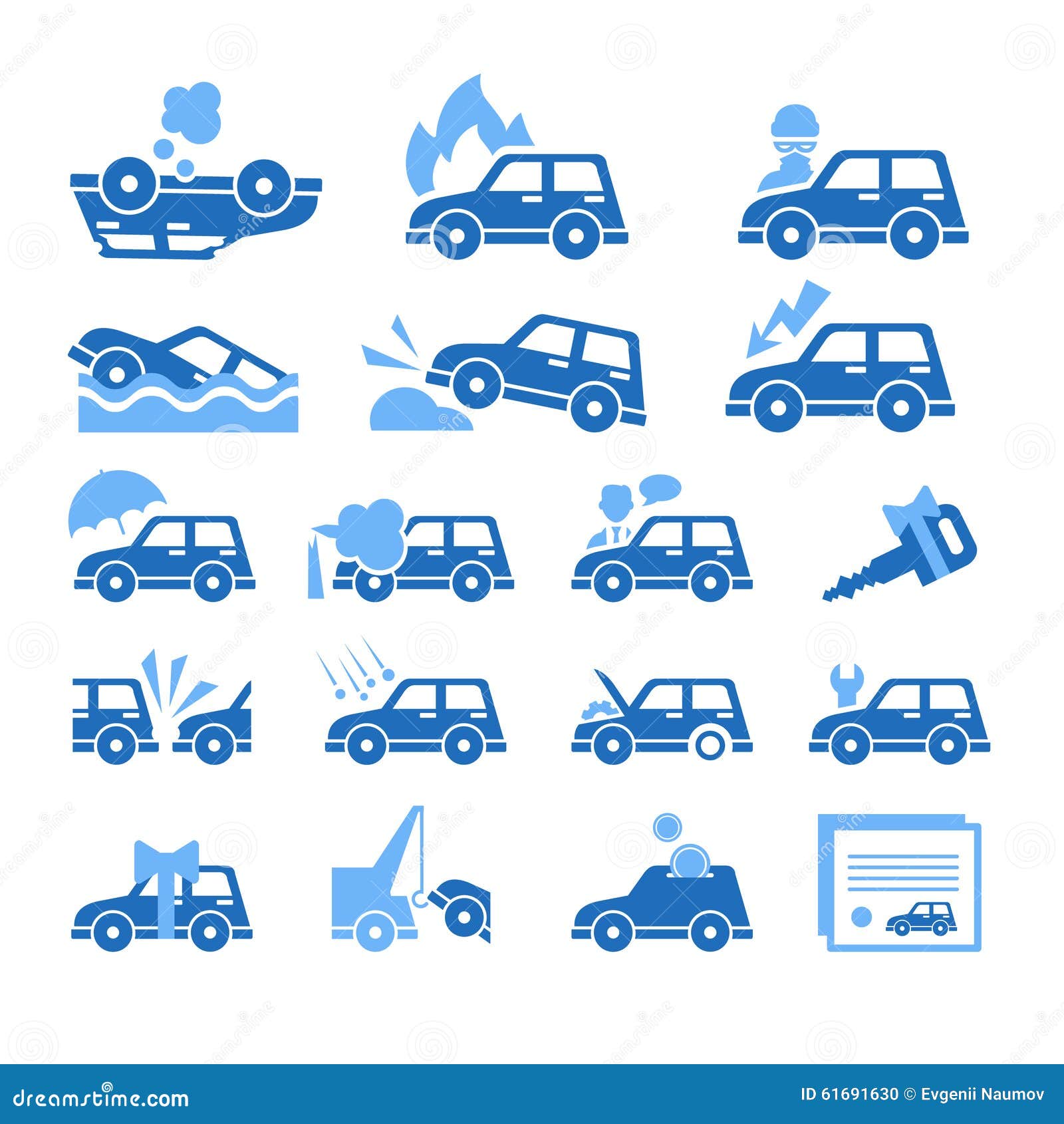Car Insurance Icons Set. Vector Illustration in Stock Vector ...