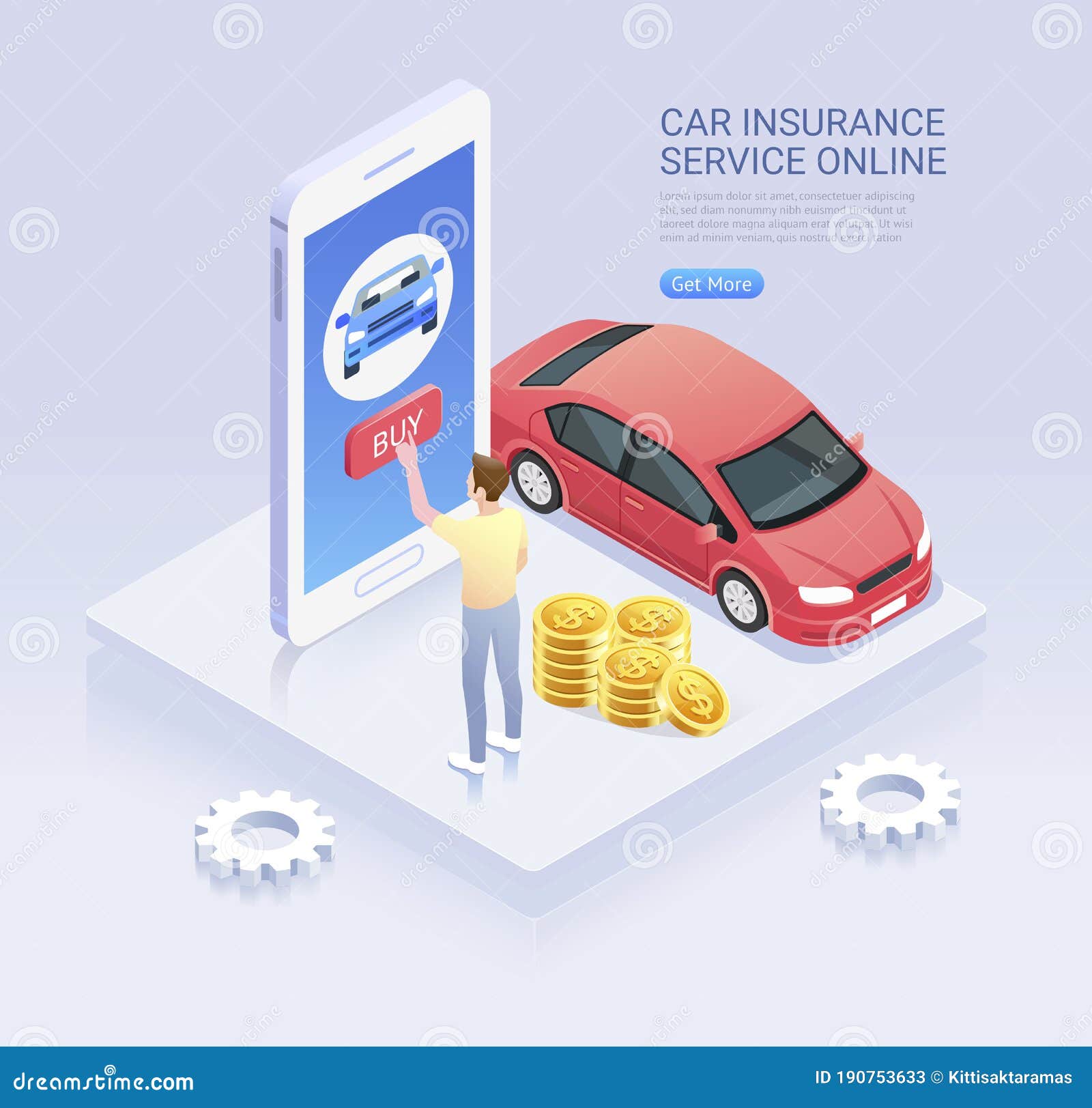 Car Insurance Online Service. Vector Isometric Illustration Stock ...
