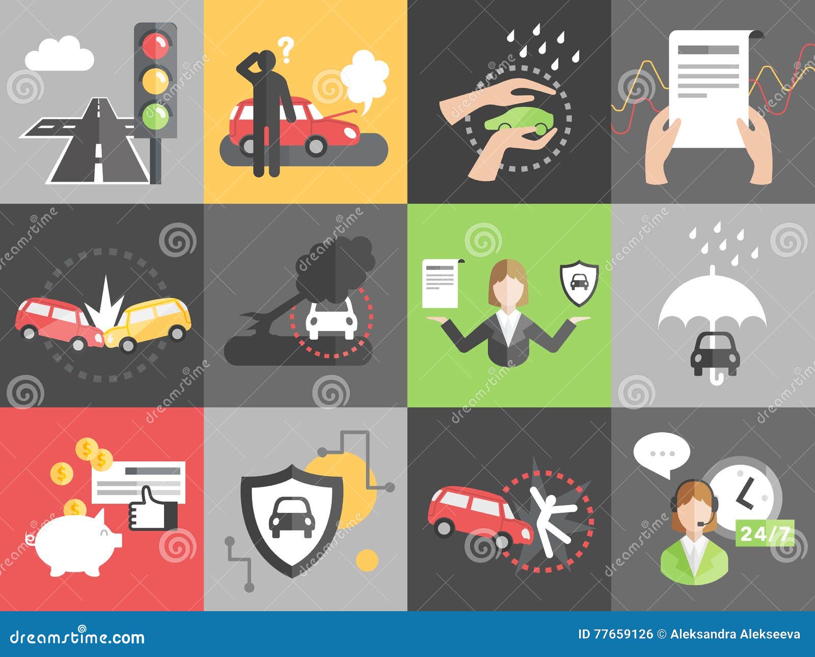 Car Insurance Vector Concept in Flat Style Stock Vector - Illustration ...