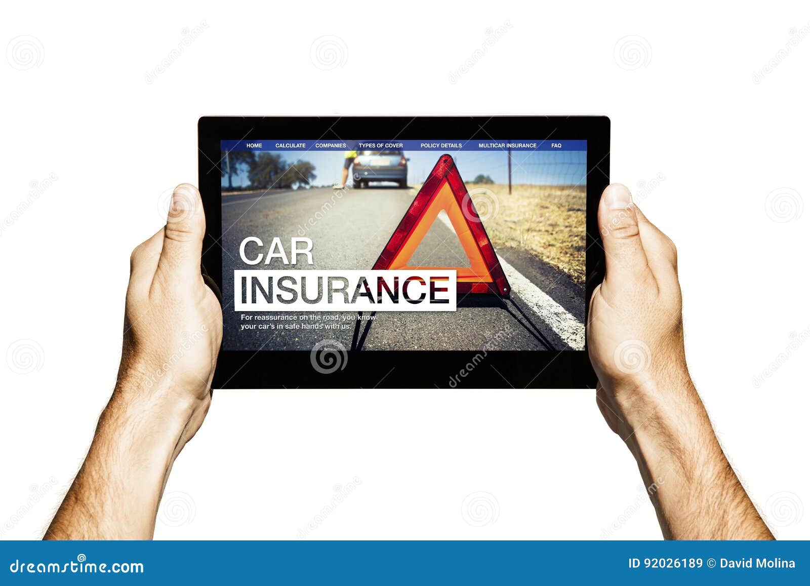 Car Insurance Website in a Tablet Screen. Stock Image - Image of ...