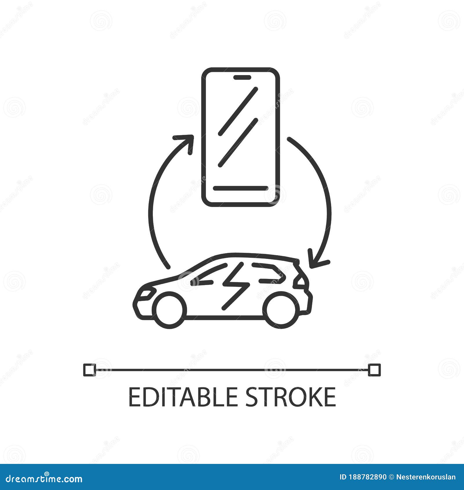 Car Integration with Smartphone Linear Icon Stock Vector - Illustration ...