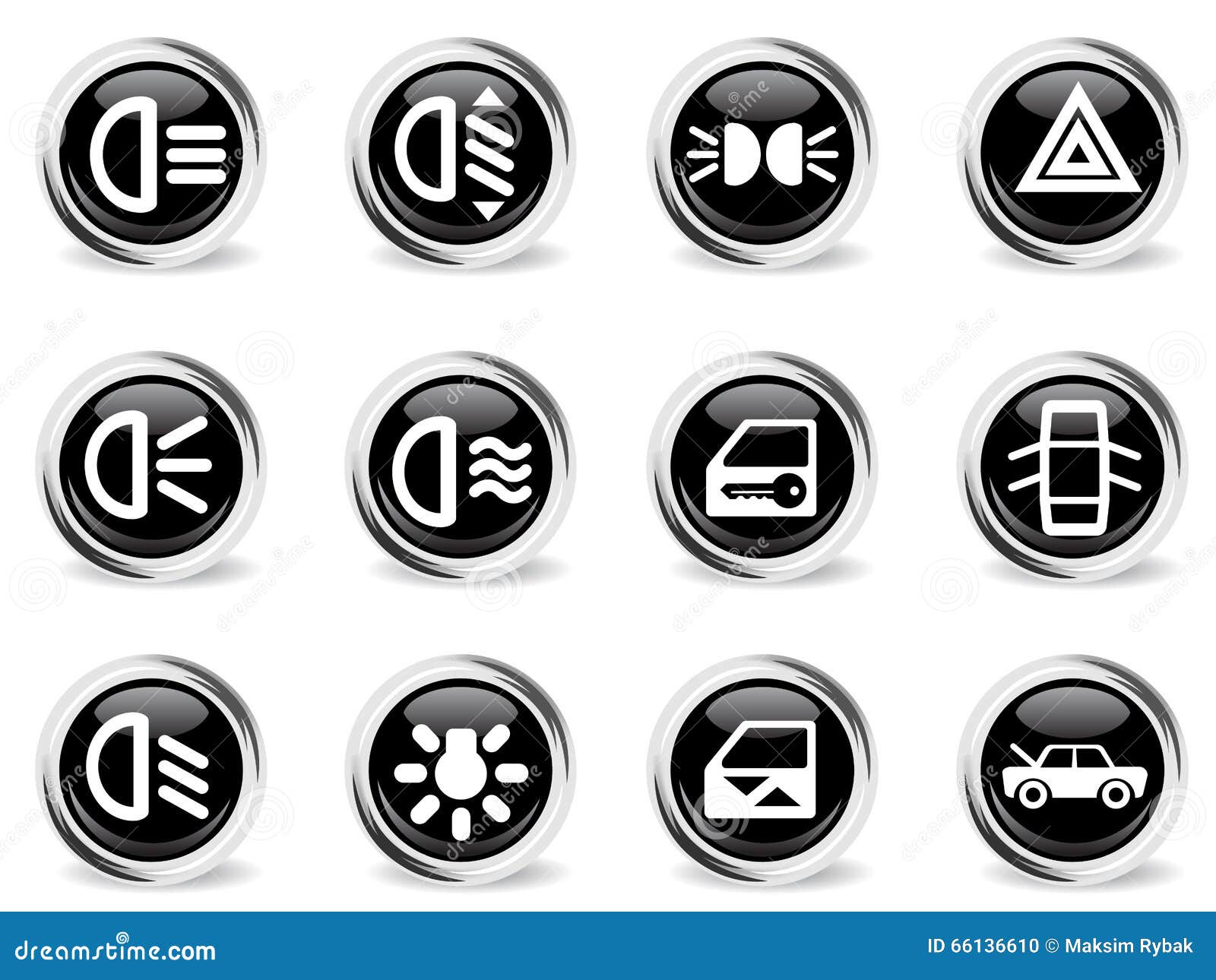 Car interface icons set stock vector. Illustration of wheel - 66136610