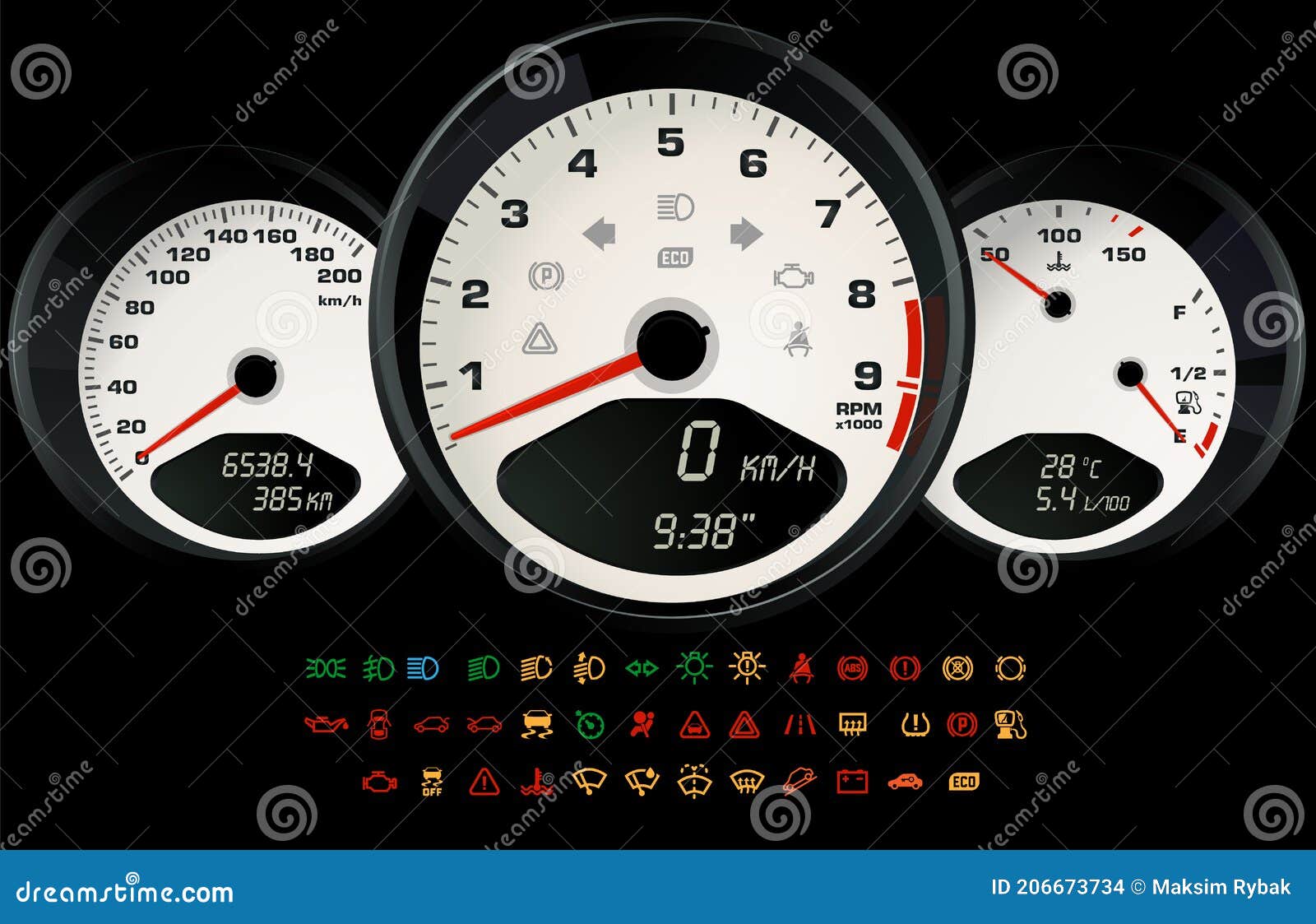 Car Interface Set stock illustration. Illustration of design - 206673734