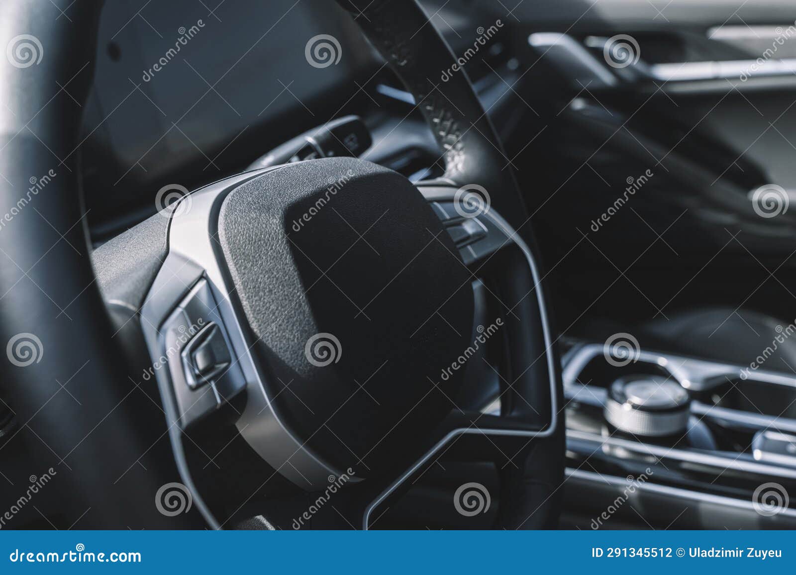 Car Interior with Auto Dashboard Panel. New Automobile Carbon Cabin ...