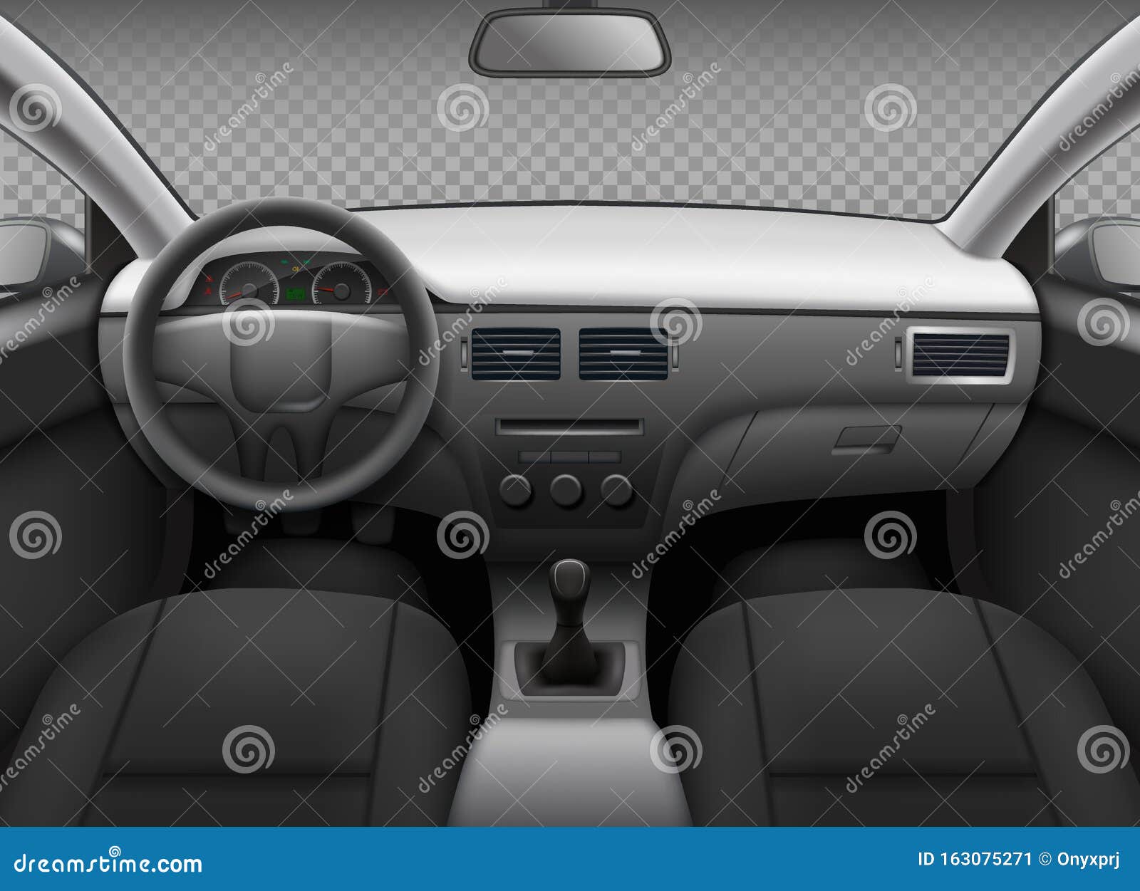 Car Interior. Automobile Realistic Salon Info Panel Dashboard ...
