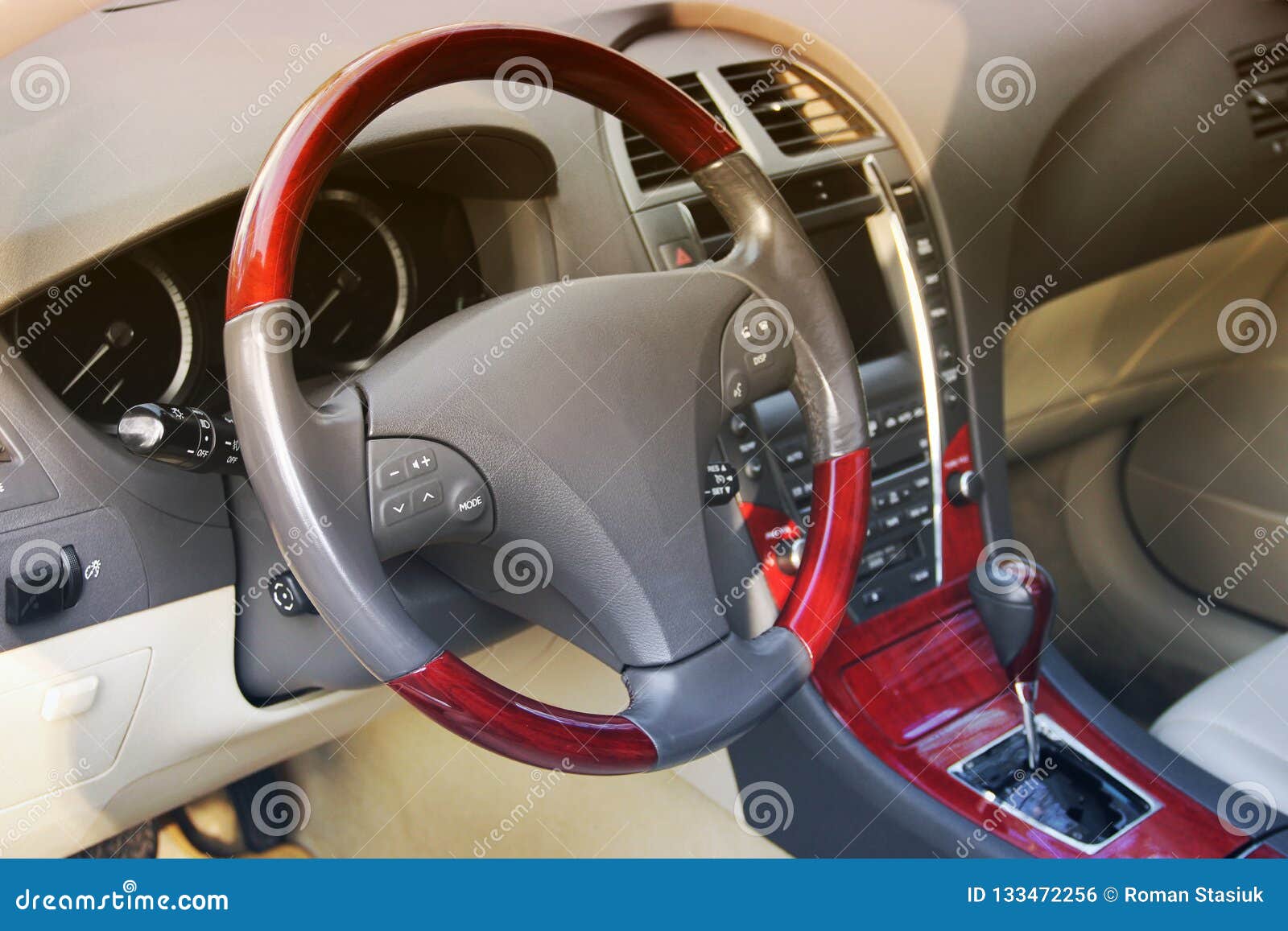 Car Interior. Car Dashboard, Illuminated Panel, Speed Display Stock ...