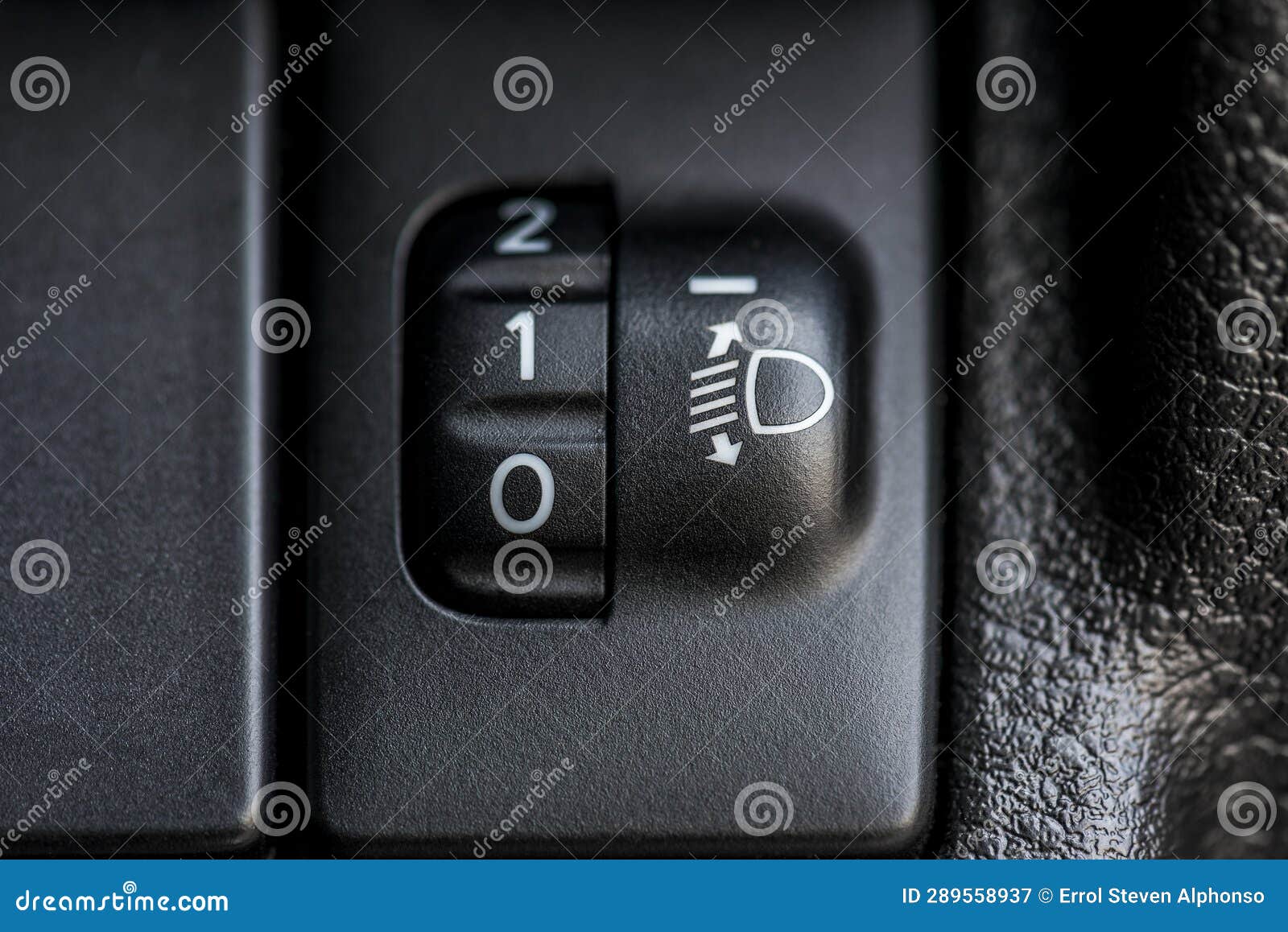Car Interior Close-up – Headlight Beam Controller Dial Stock Image ...