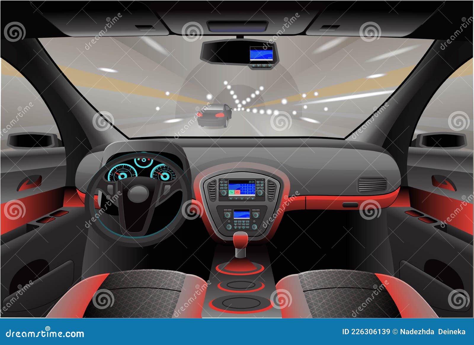 Car Interior, Cockpit View Inside. Vector Illustration Stock Vector ...