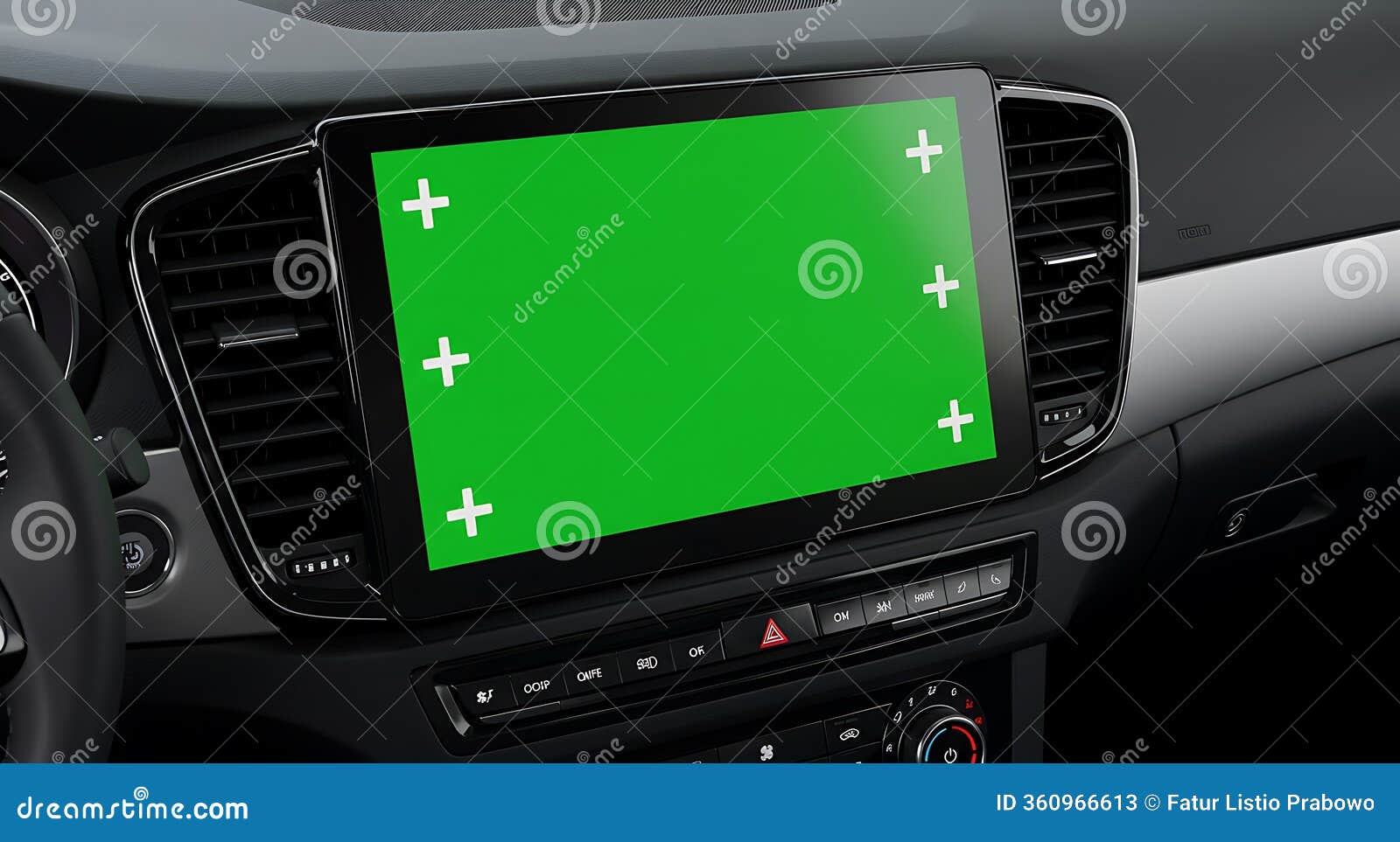 Car Interior Dashboard With Green Screen Mockup For Navigation Or ...