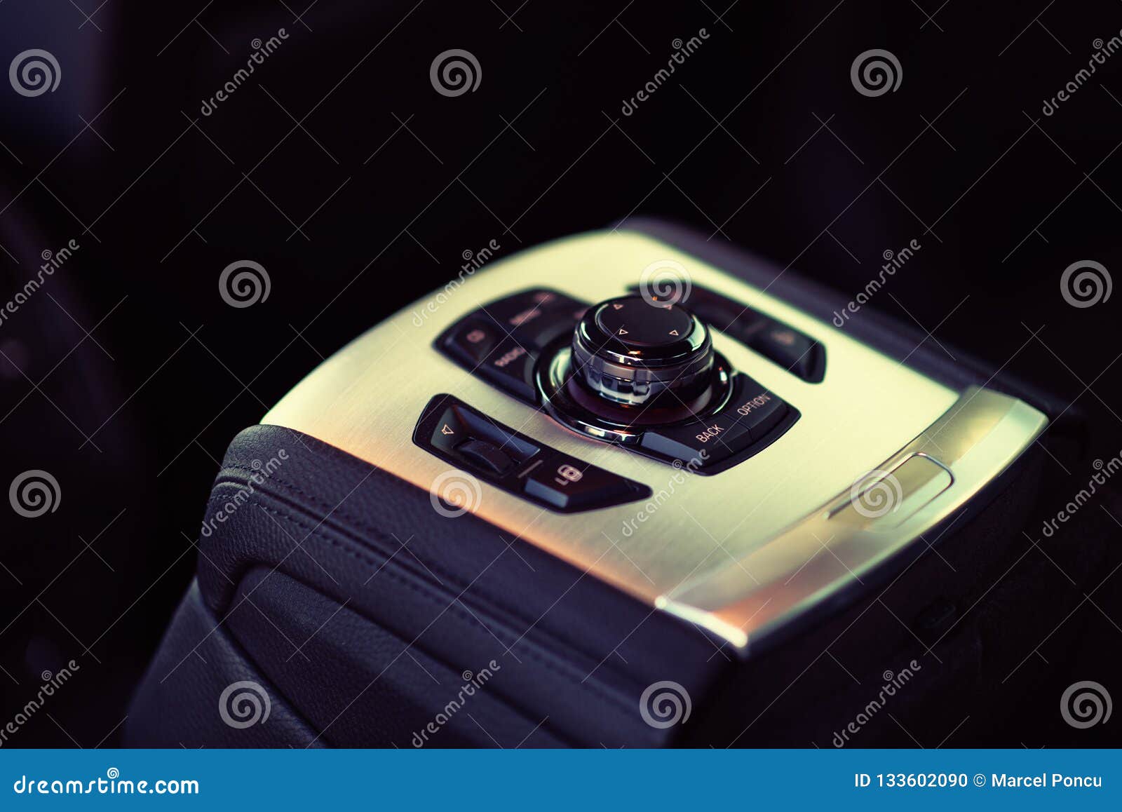 Car Interior and Dashboard. Various Indicators , Buttons and Con Stock ...
