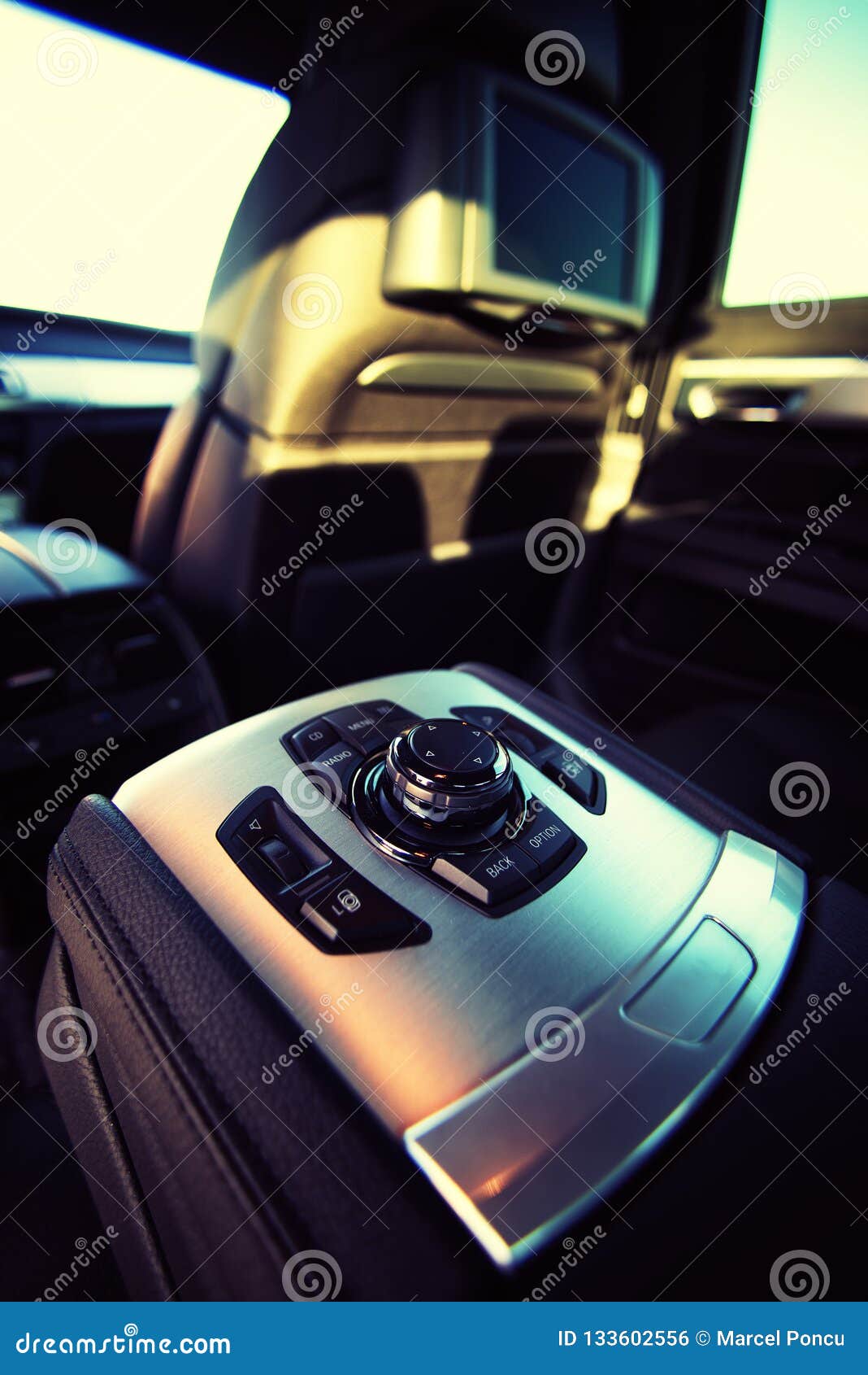 Car Interior and Dashboard. Various Indicators , Buttons and Con Stock ...