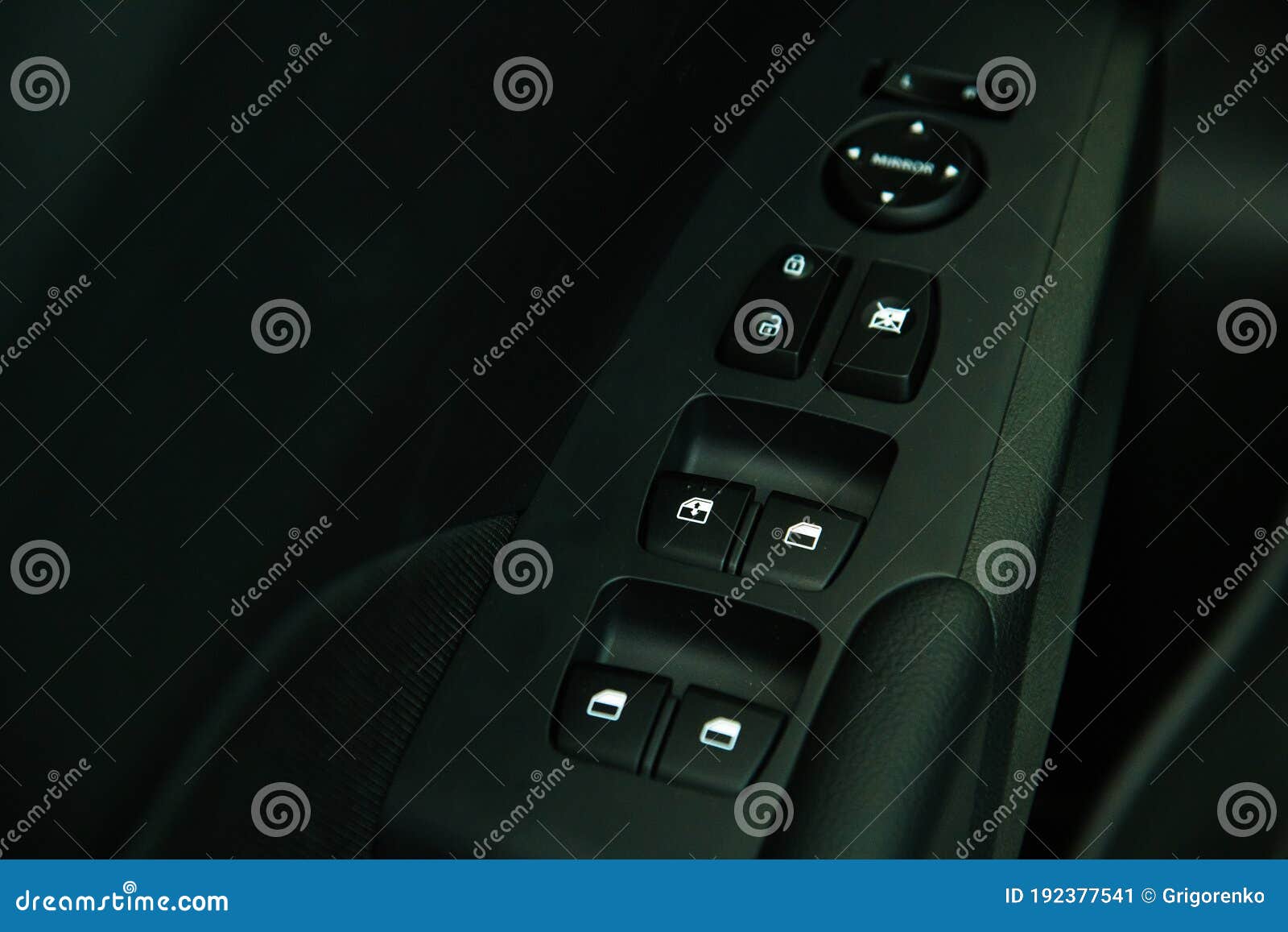Car Interior Details of Door Handle with Windows Controls and ...
