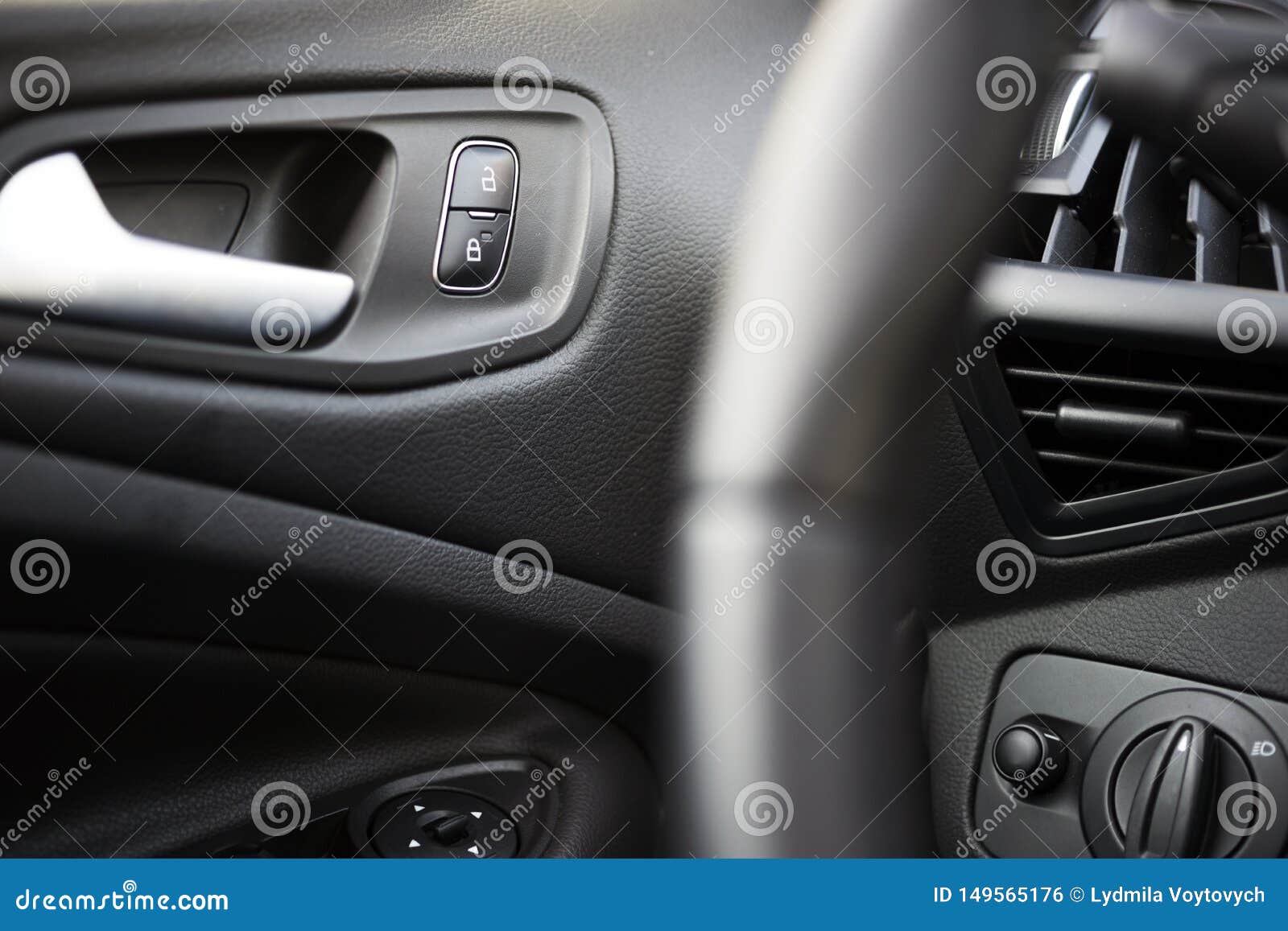 Car Interior Driver Side View. Modern Car Interior Design Stock Photo ...