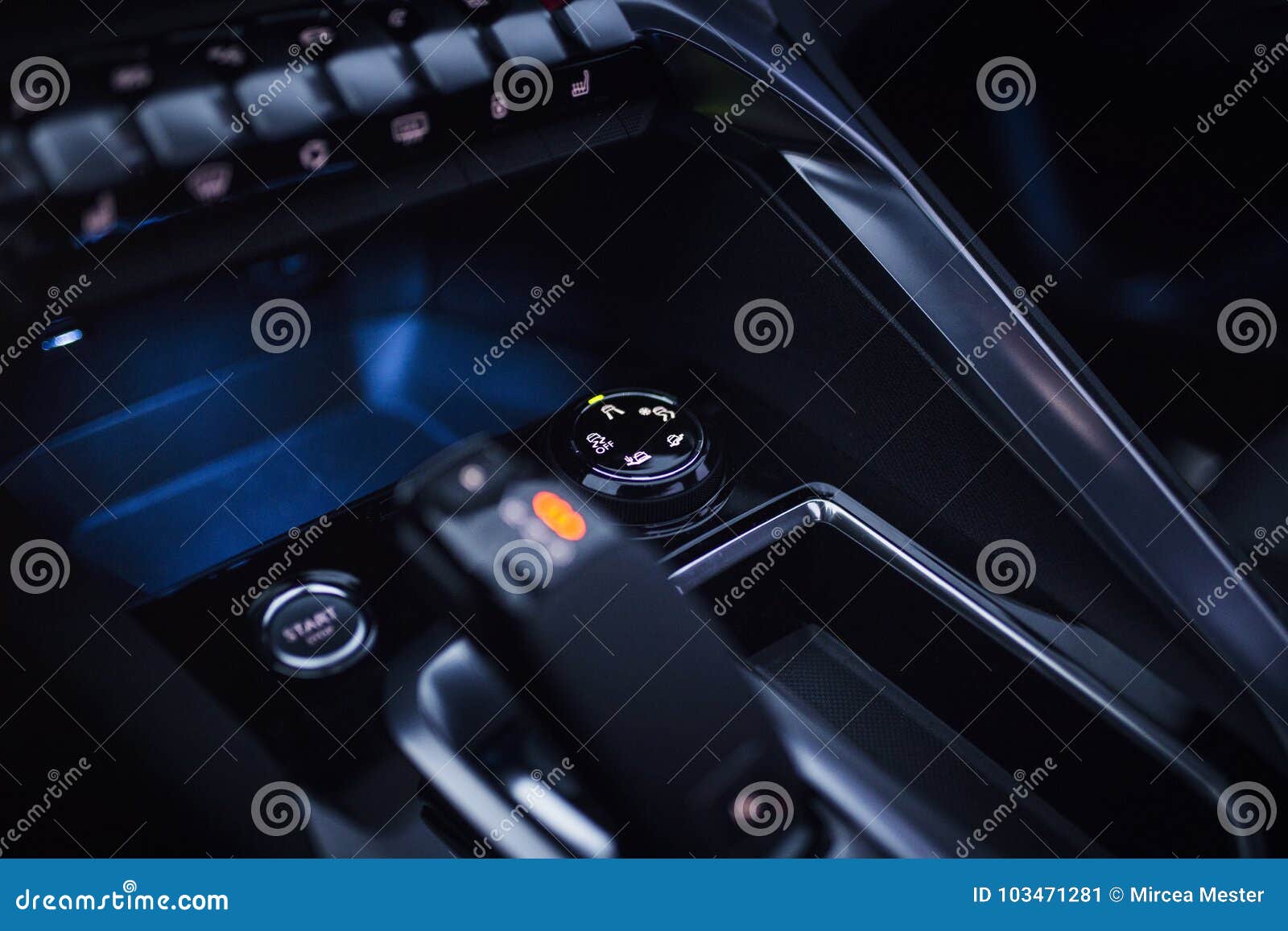 Car Interior: Driving Modes Rotary Controller Stock Image - Image of ...