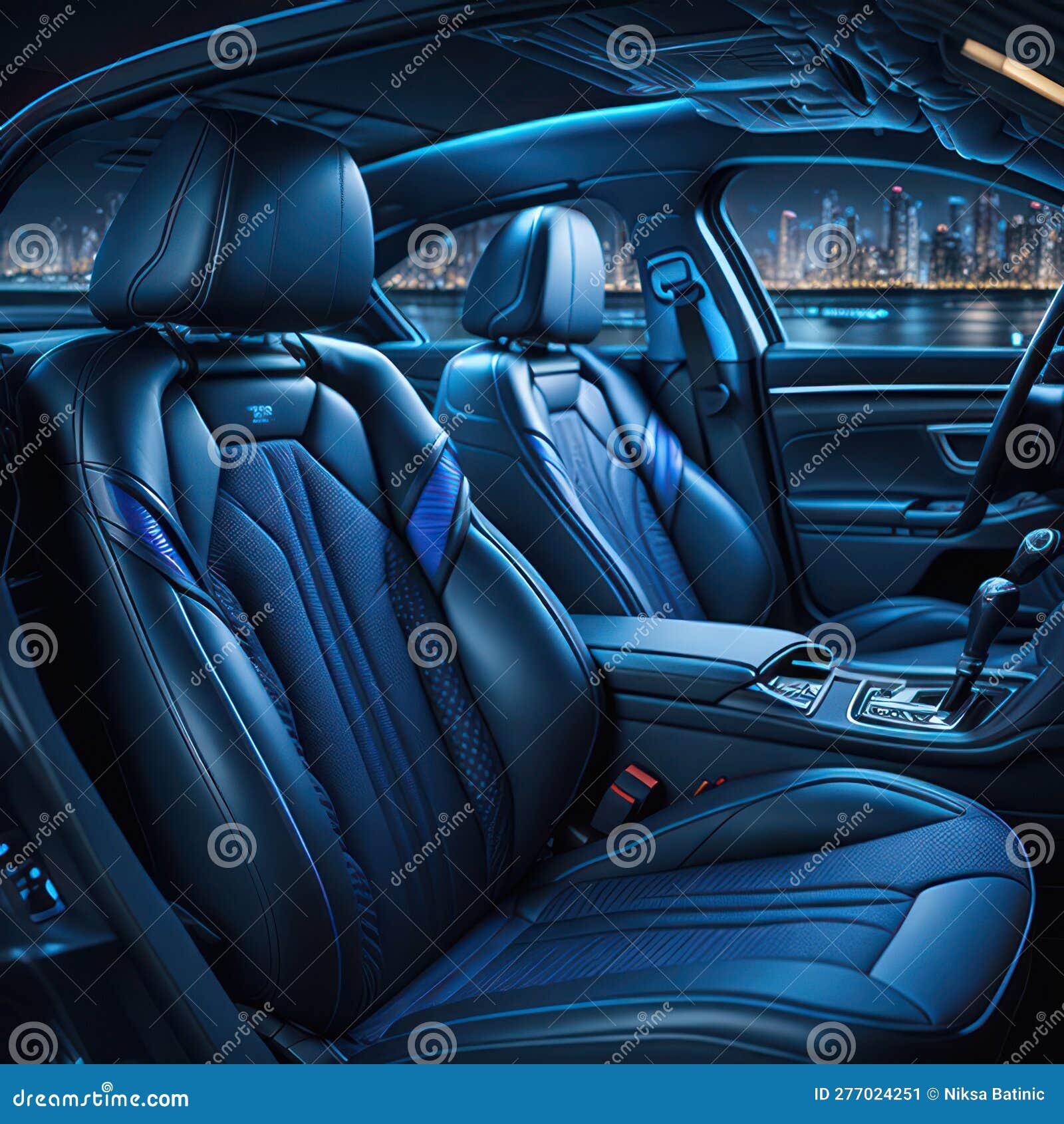 Car Interior Illustration at Night, with Led Lights for the Best ...