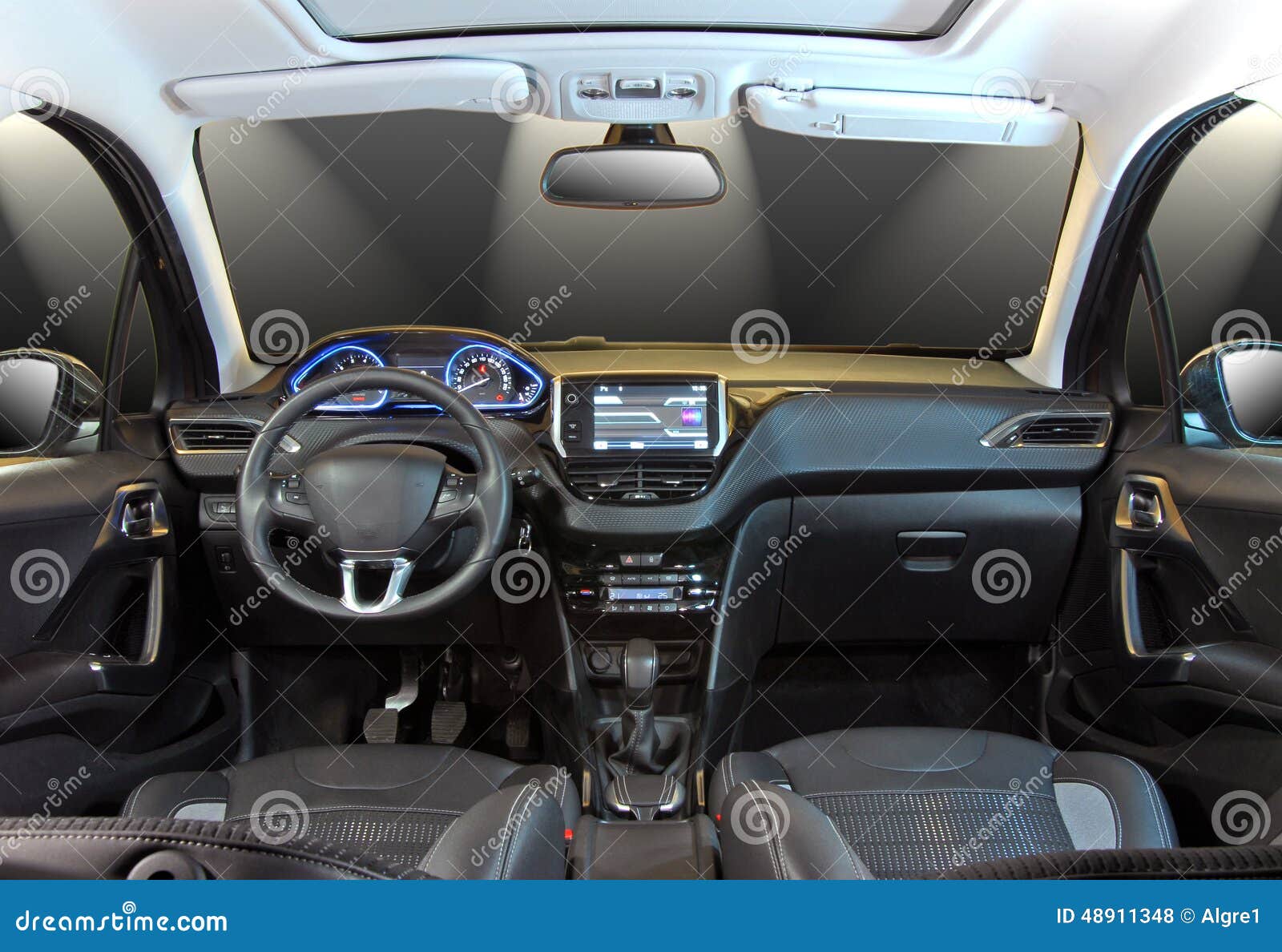 Car interior stock photo. Image of front, radio, auto - 48911348